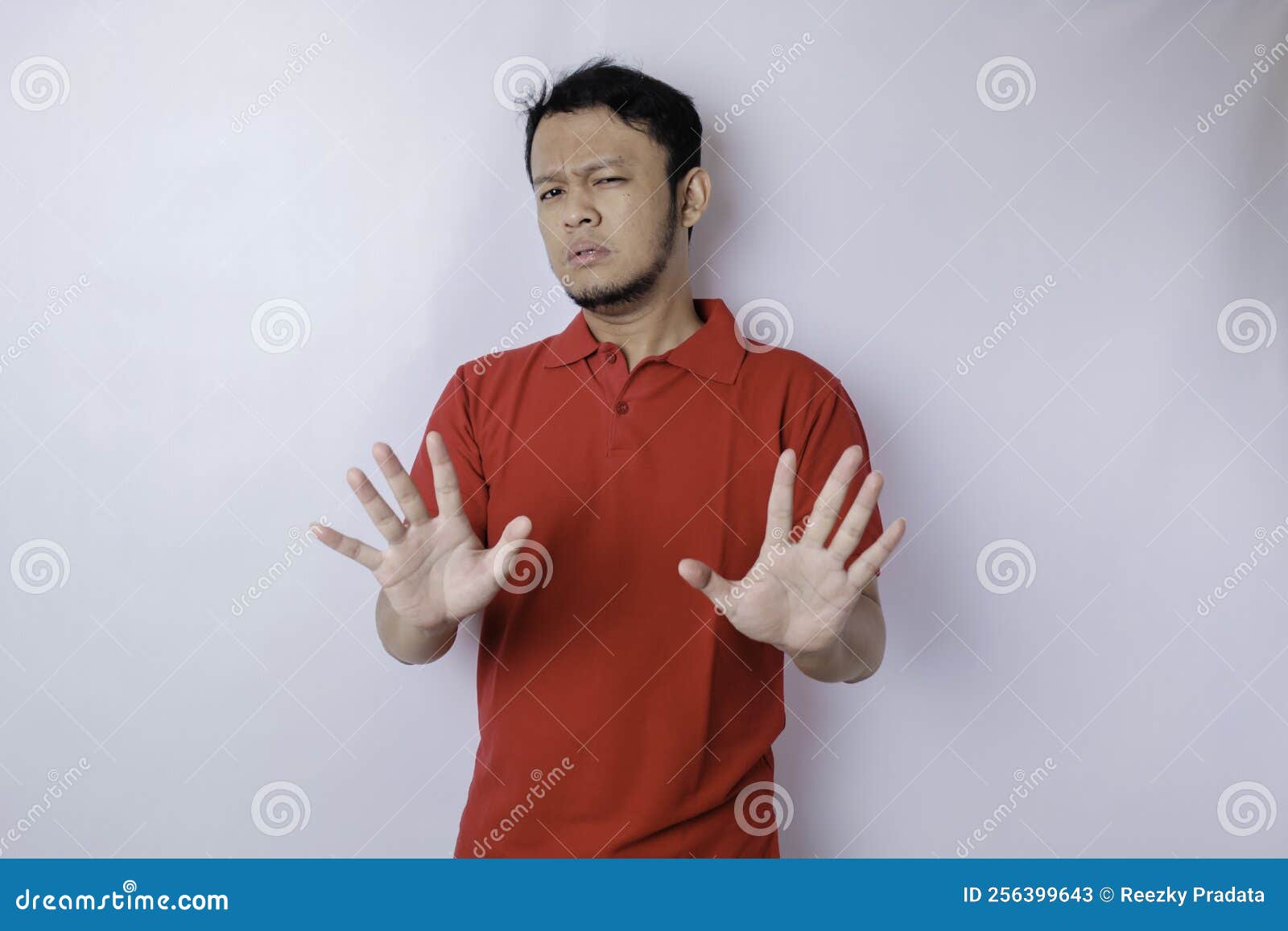 Attractive Asian Man with Hand Gesture Pose Rejection or Prohibition ...