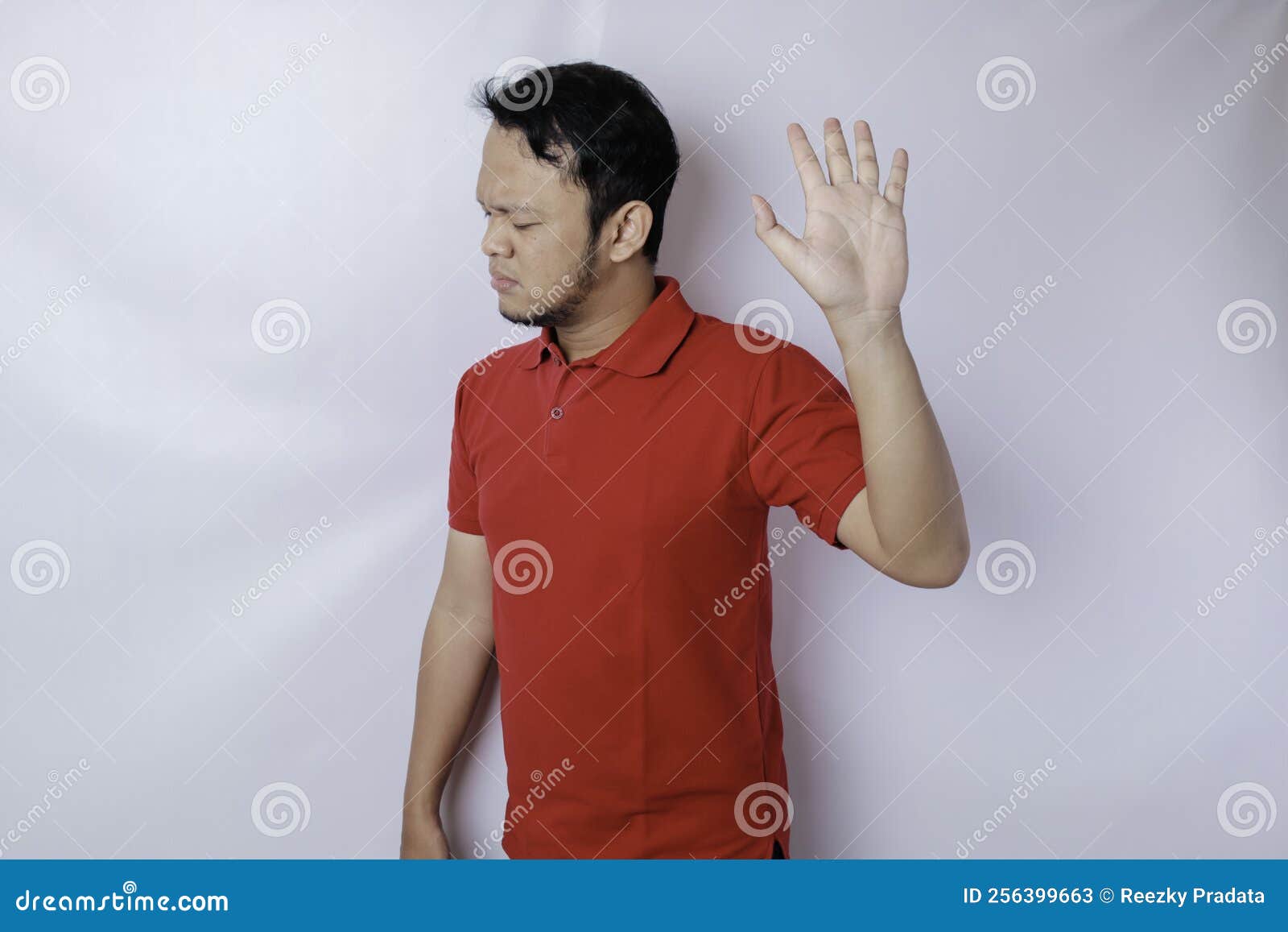 Attractive Asian Man with Hand Gesture Pose Rejection or Prohibition ...