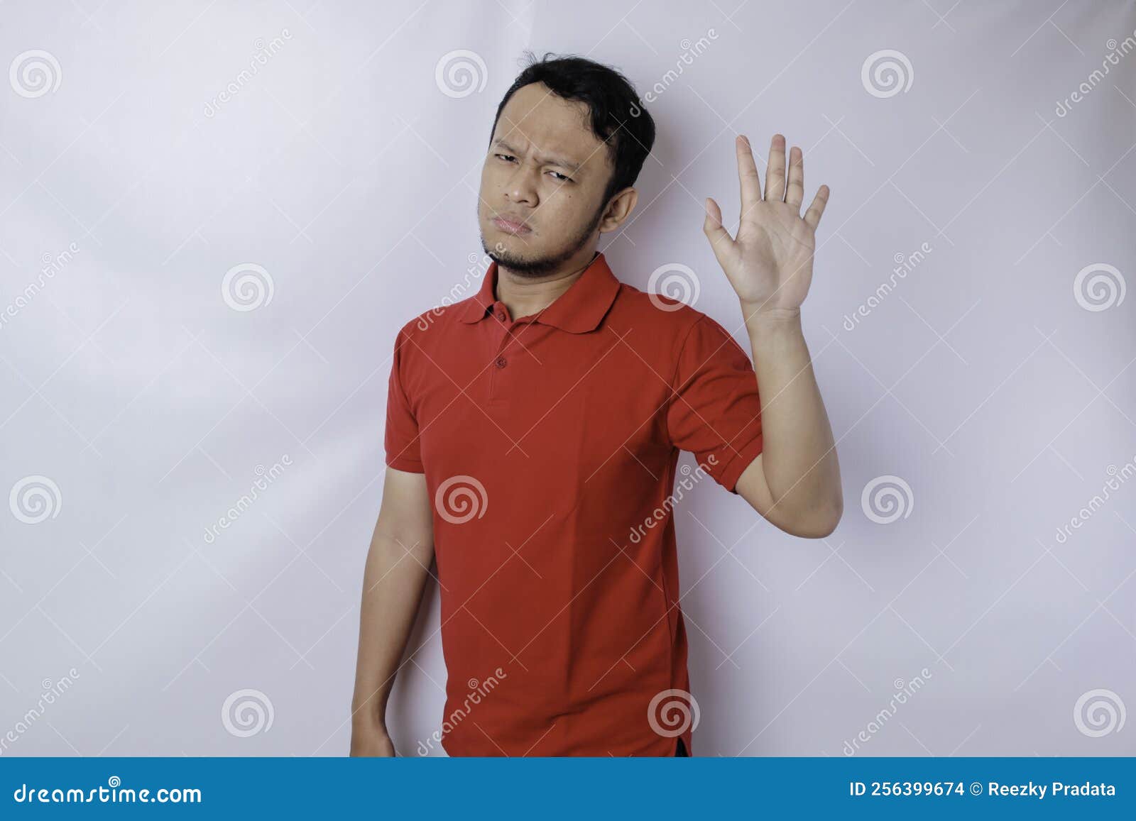Attractive Asian Man with Hand Gesture Pose Rejection or Prohibition ...