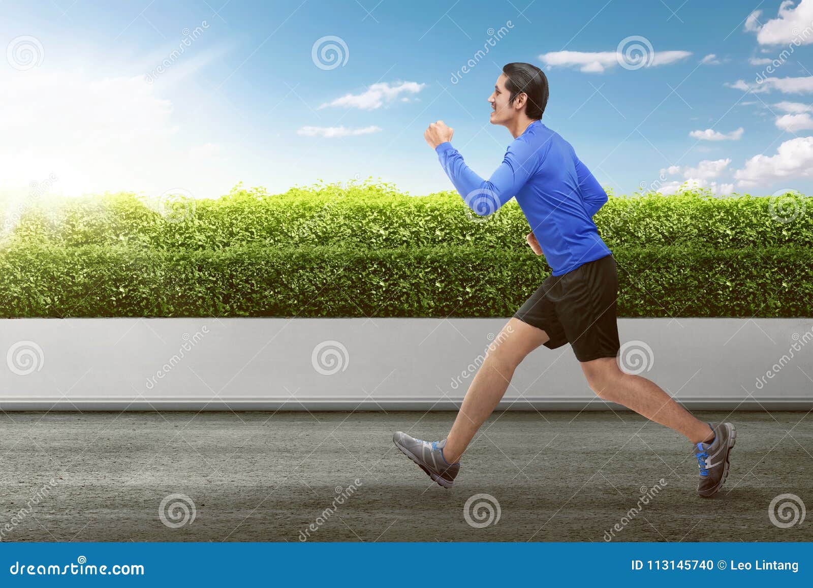 Attractive Asian Man Running on the Morning Stock Photo - Image of ...