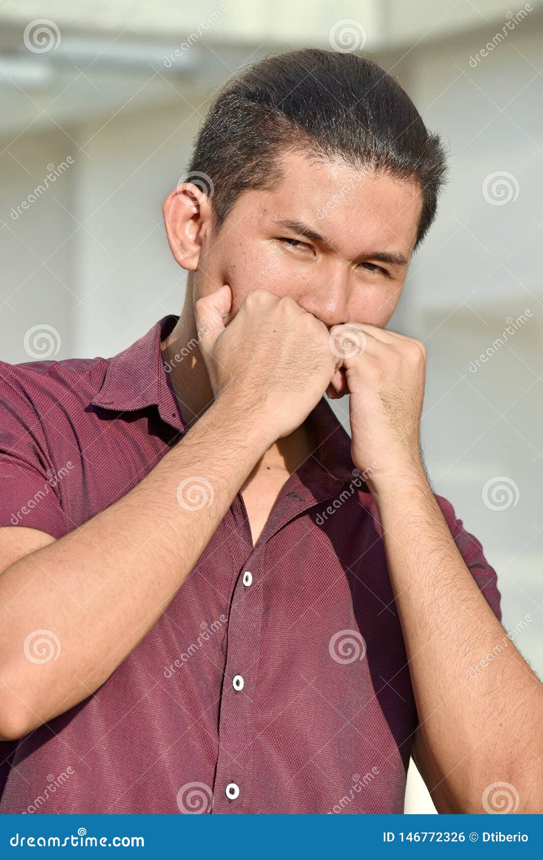 An Asian Man Afraid stock photo. Image of adult, fearful - 146772326