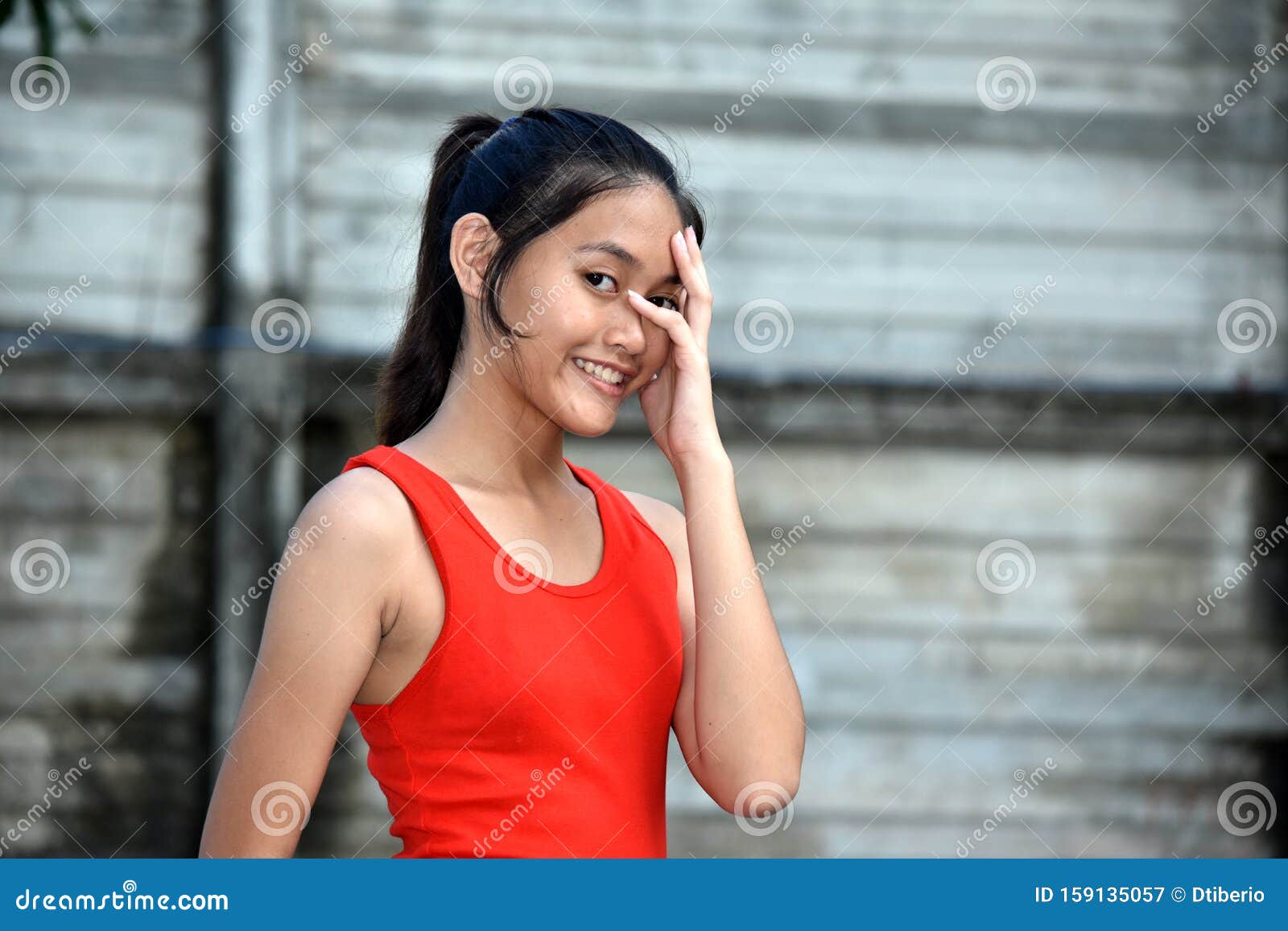 An a Bashful Diverse Female Stock Image - Image of female, shyness ...
