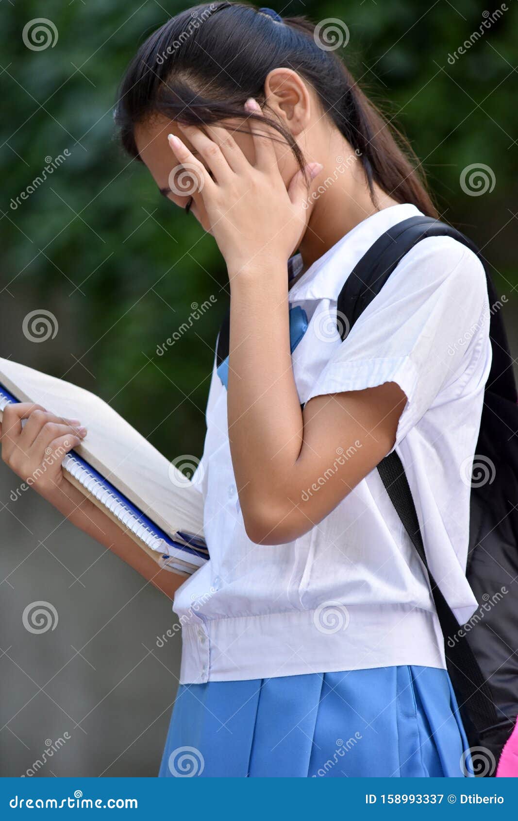 A Sad Female Student stock image. Image of sadness, school - 158993337