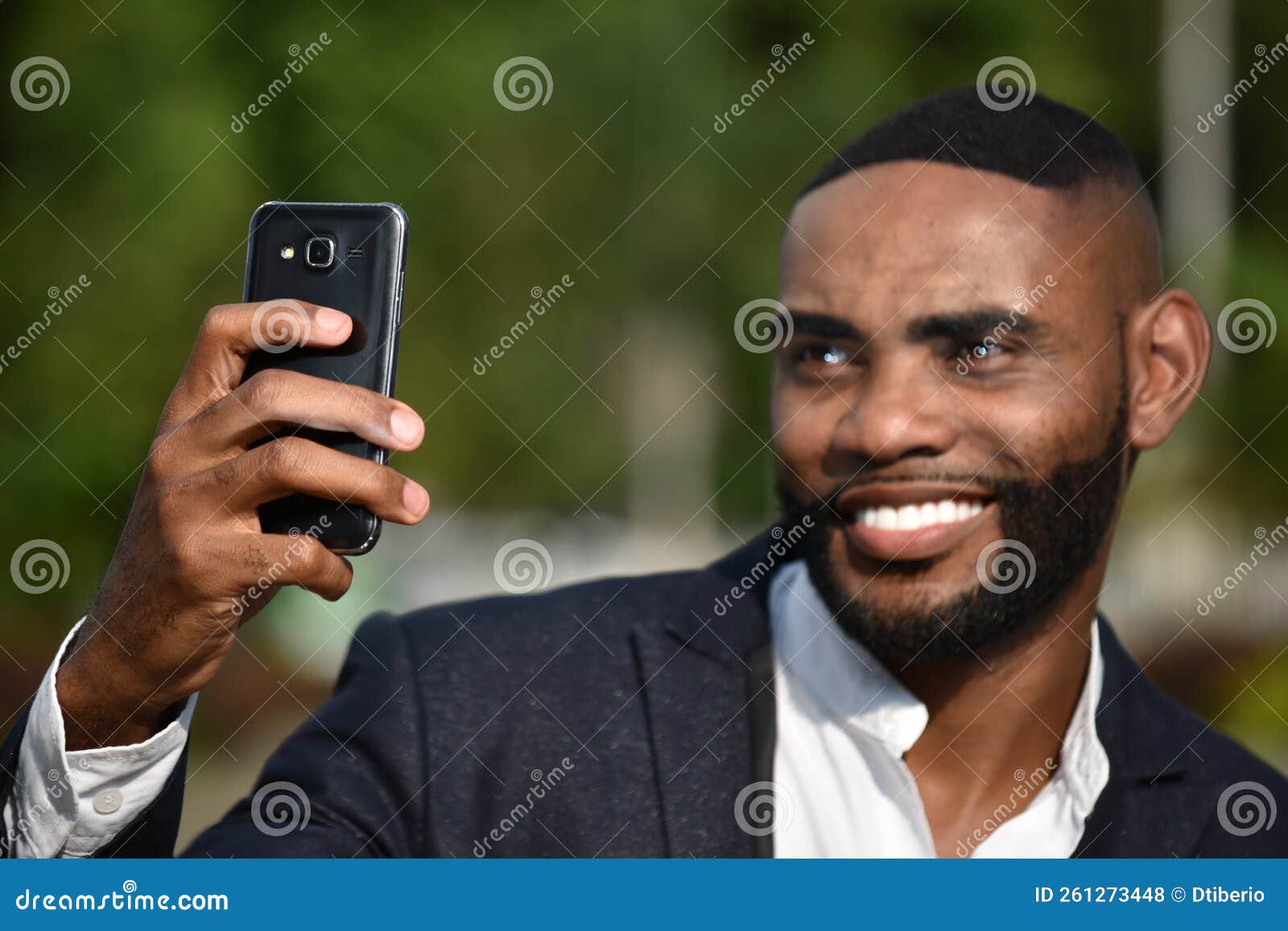 A Black Male Selfy stock photo. Image of phone, selfys - 261273448