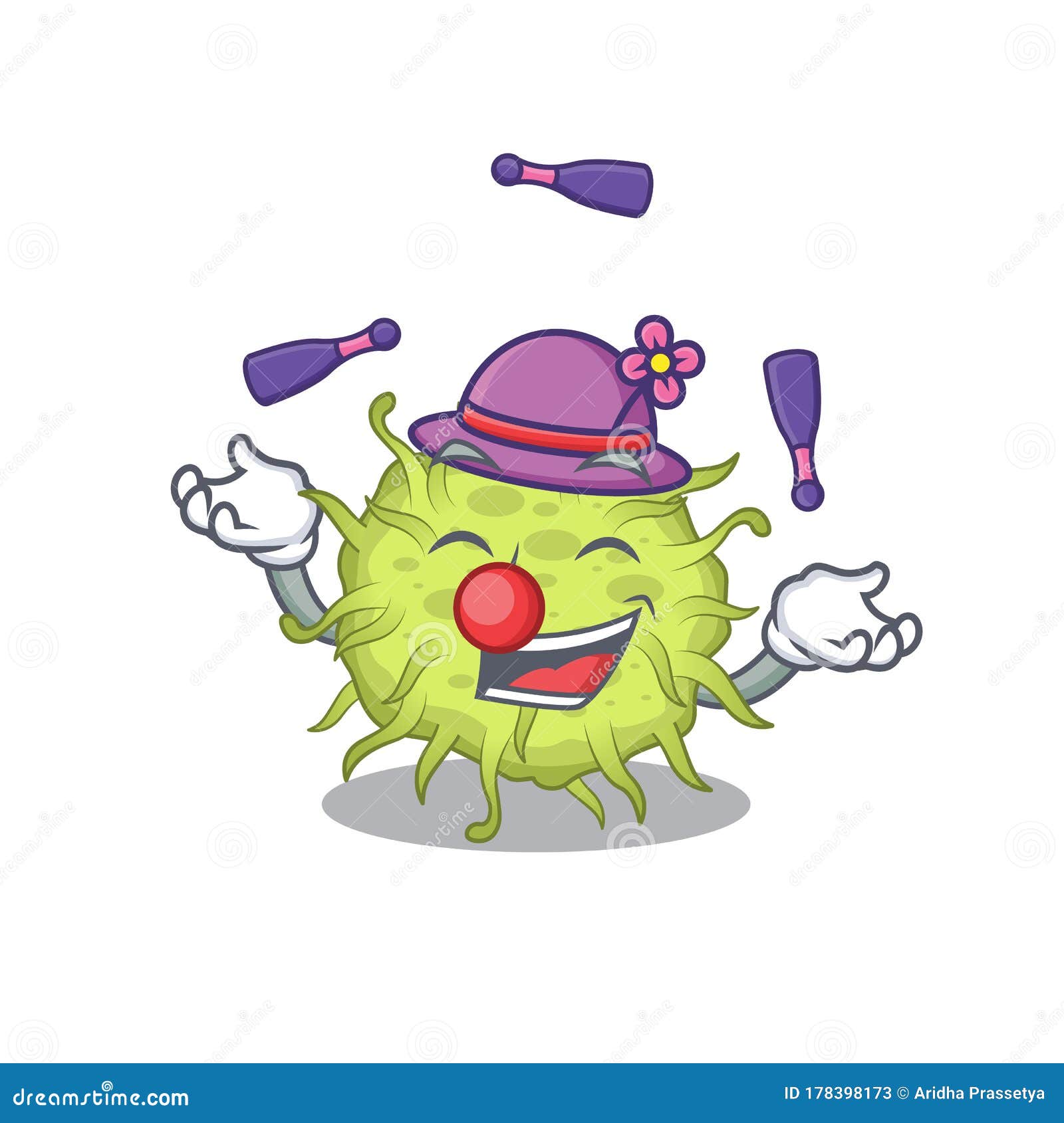 An Attractive Bacteria Coccus Cartoon Design Style Playing Juggling ...