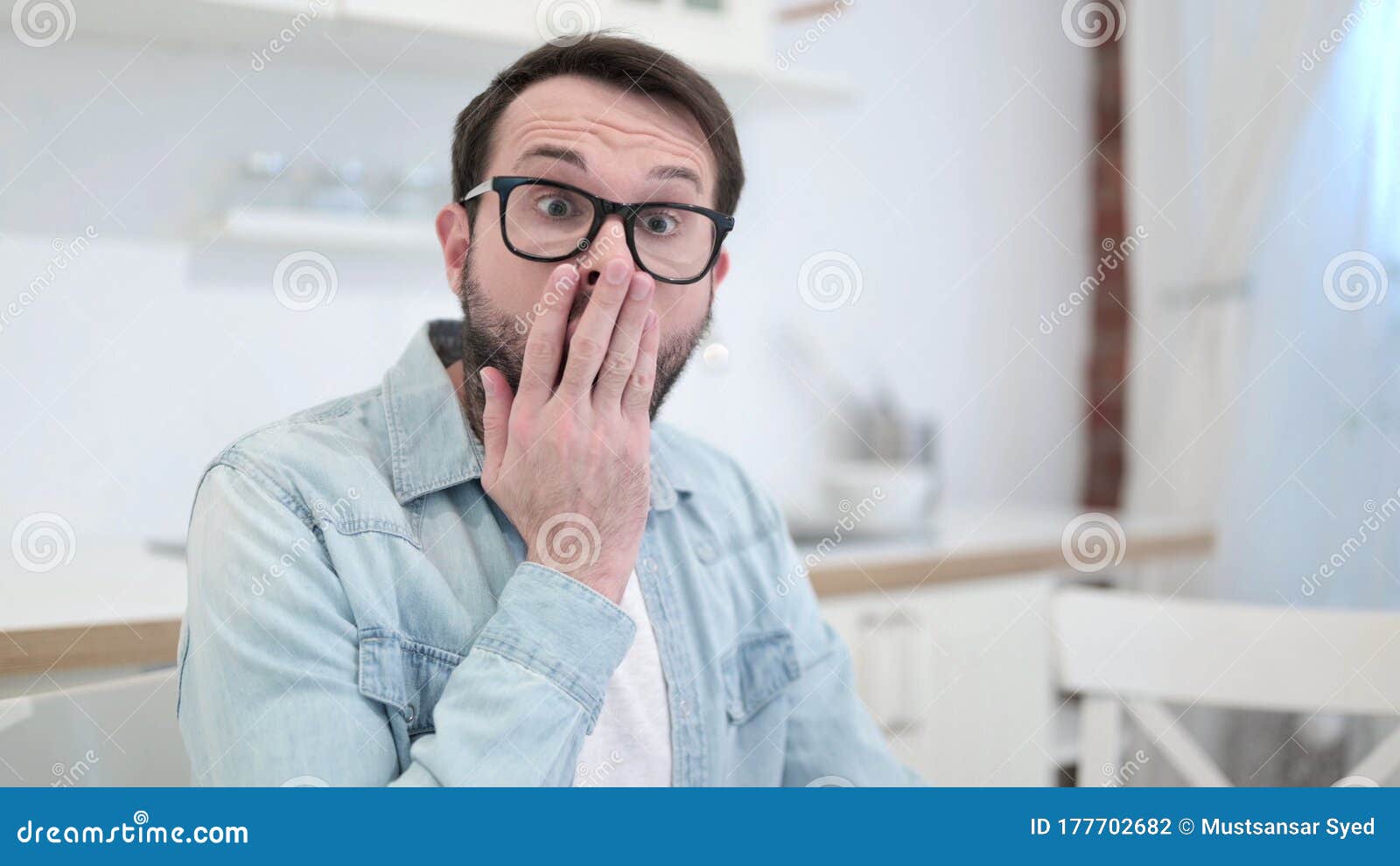 Attractive Beard Young Man Getting Shocked Stock Photo - Image of shock ...