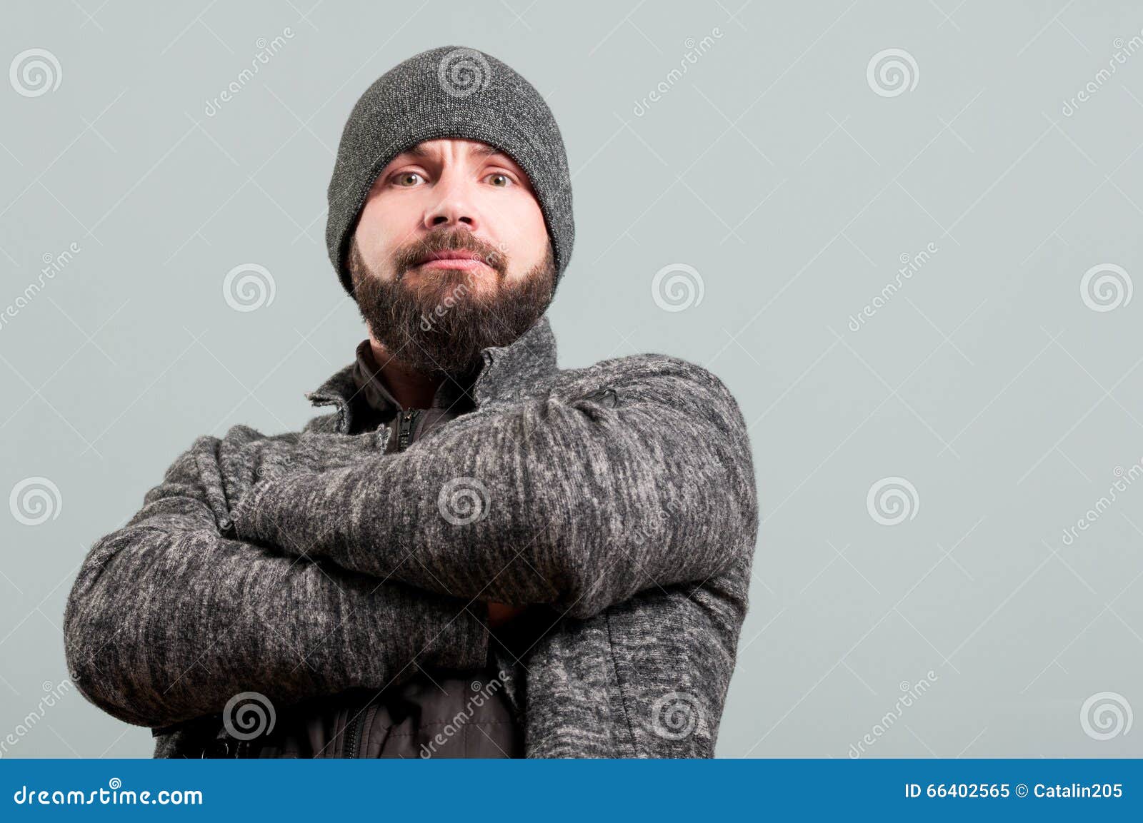 Attractive Bearded Man Standing with Arms Crossed Stock Image - Image ...