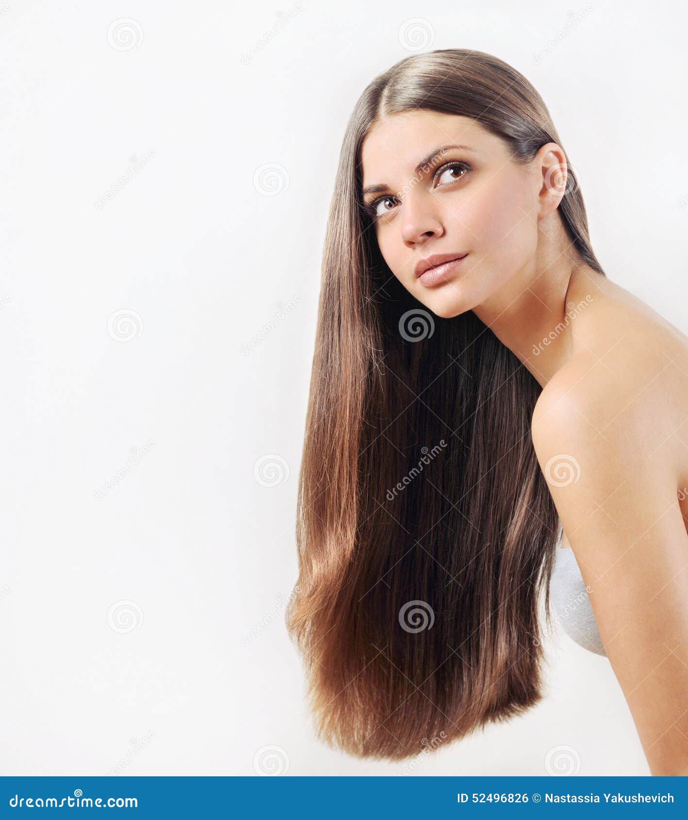 Attractive Beautiful Woman With Pure Skin And Strong Healthy Bri Stock