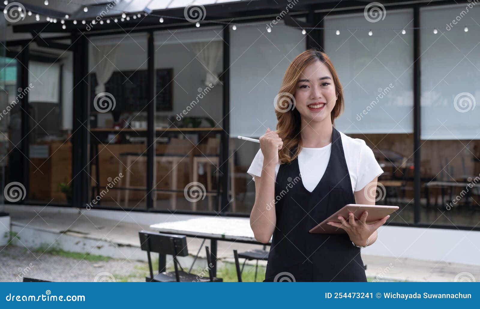 Attractive Beautiful Young Asian Female Restaurant Or Coffee Shop
