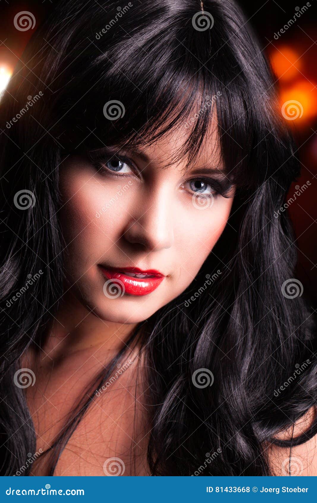 Attractive Black Haired Woman Stock Photo - Image of brunette, enjoying ...