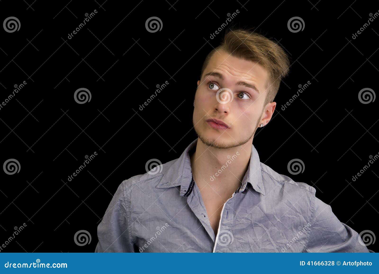 Attractive Blond, Blue Eyed Young Man Serious Expression Stock Photo ...