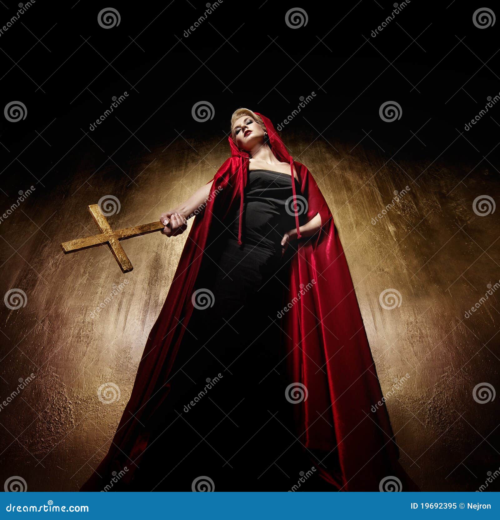 Attractive Blond Lady with a Golden Cross. Stock Image - Image of ...