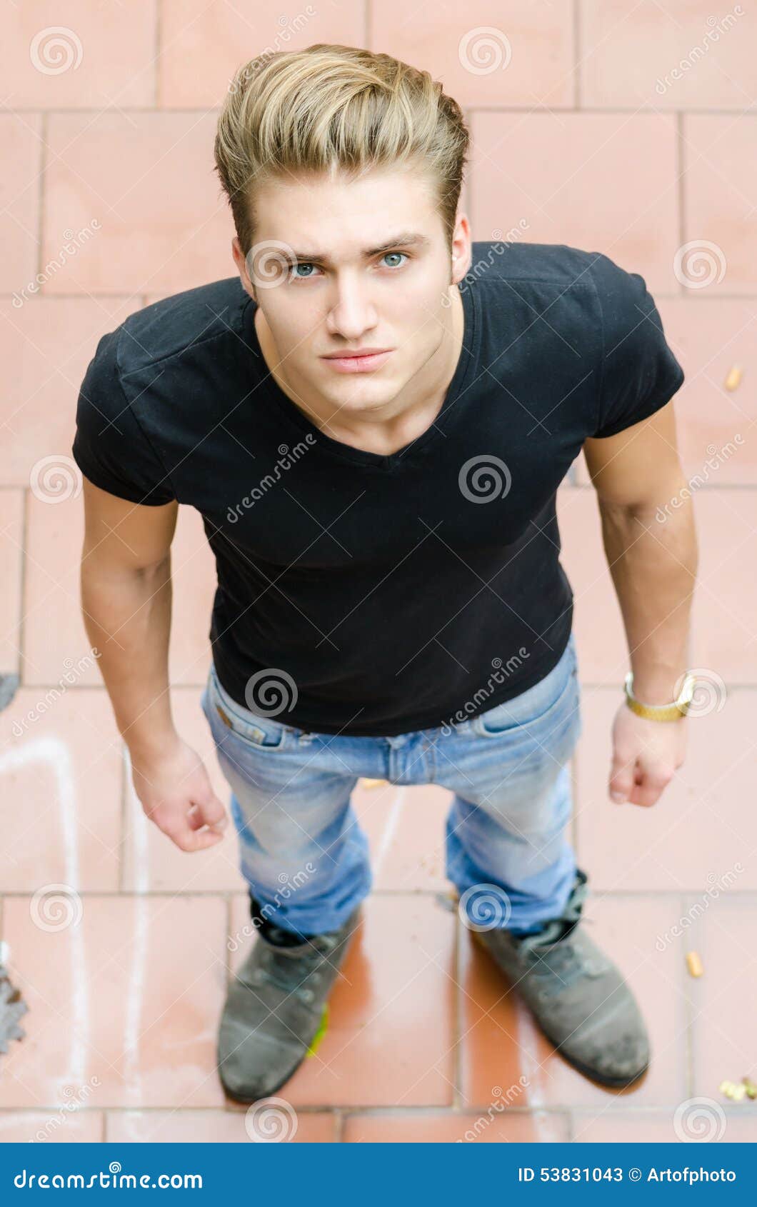 Attractive Blond Young Man Shot from Above Stock Image - Image of ...