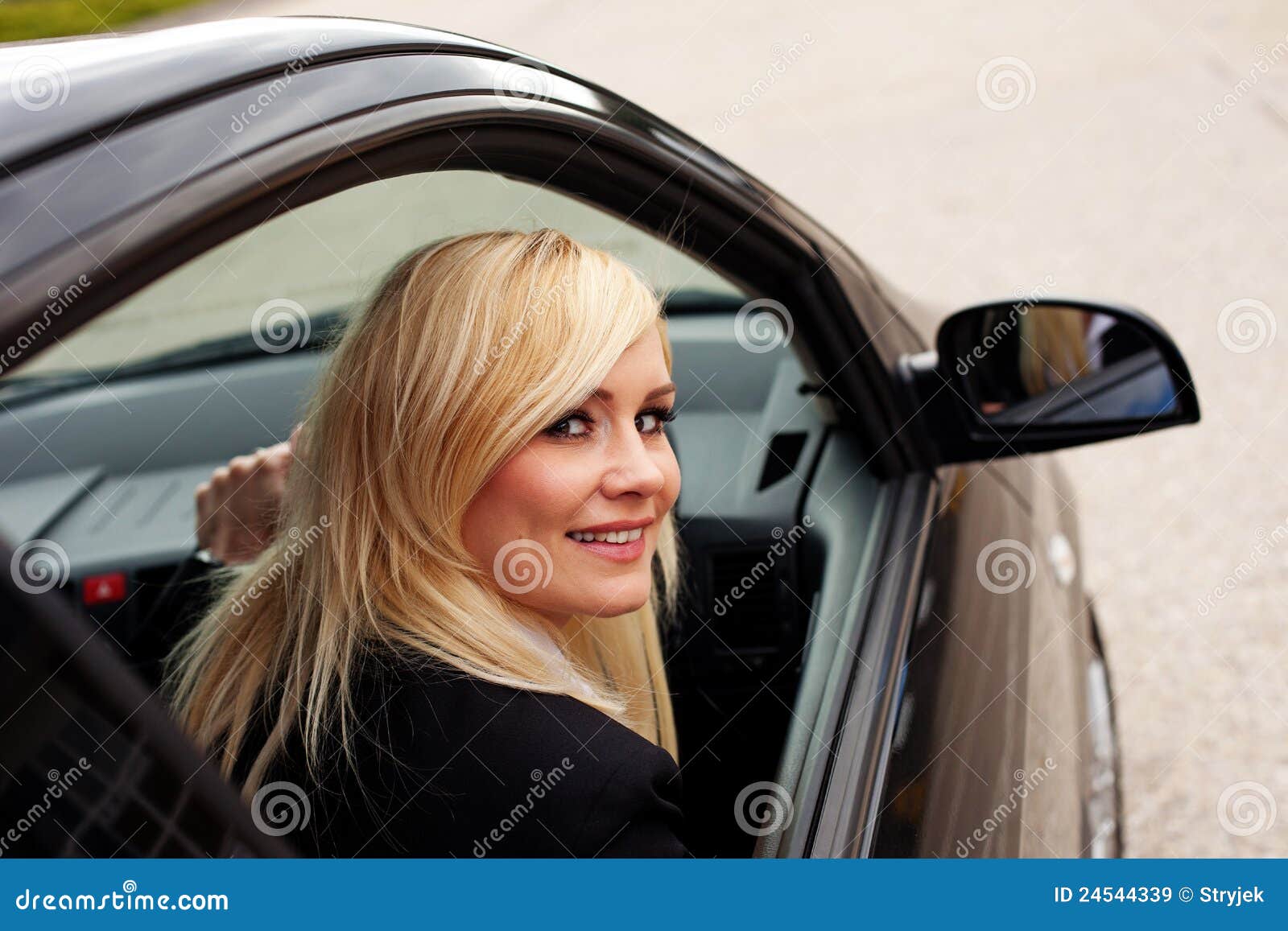 Attractive Blonde Female Driver Stock Image - Image of looking, person ...