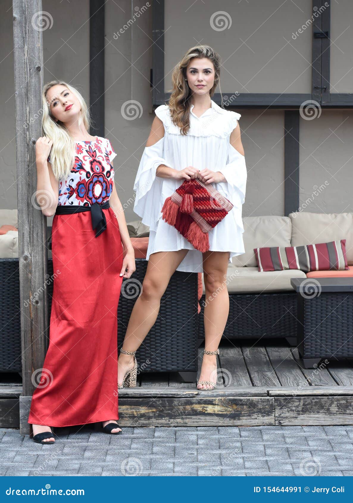 Attractive Blonde Models Looking at Camera with Serious Expression ...