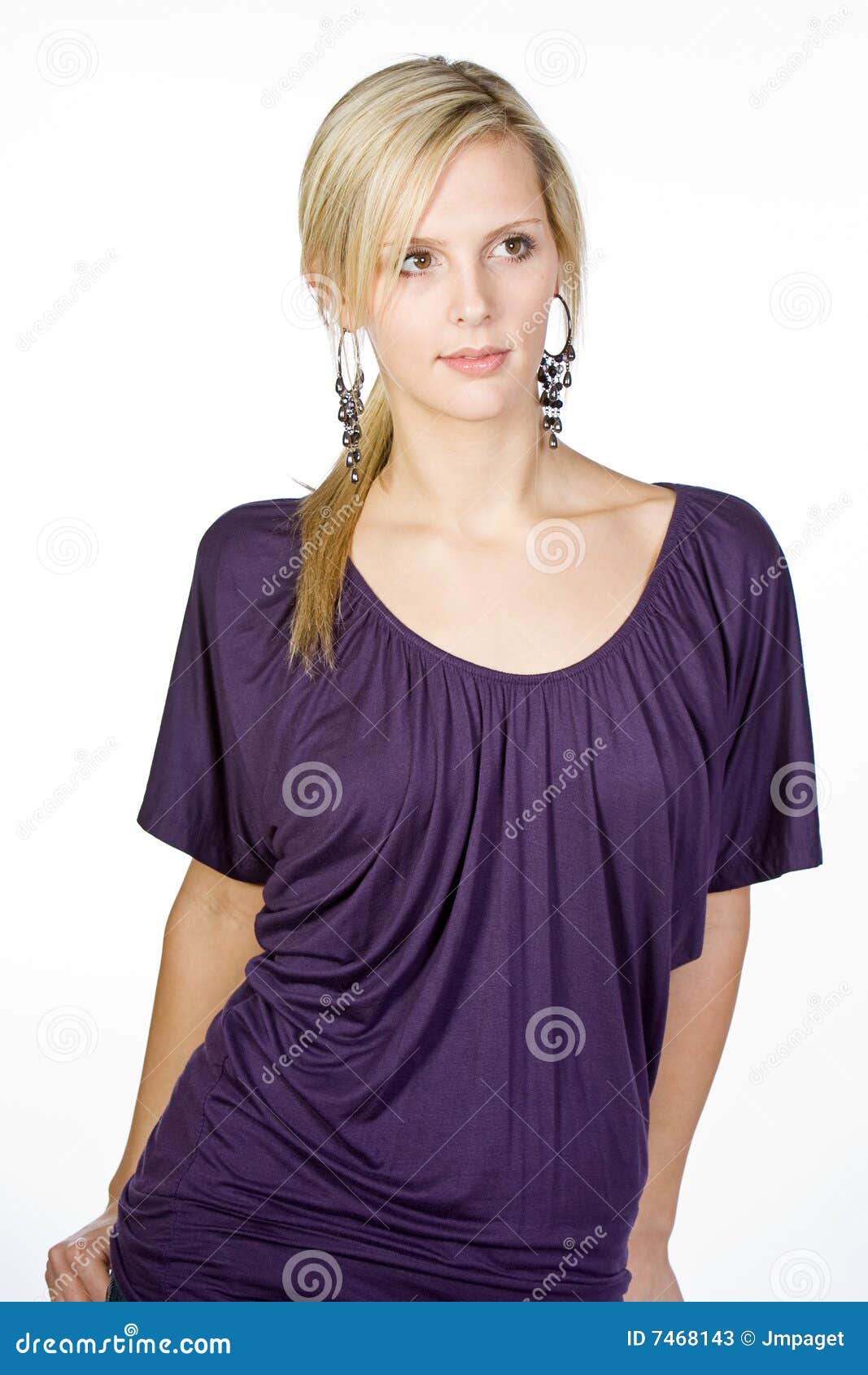Attractive Blonde in Purple Top Stock Image - Image of lifestyle ...
