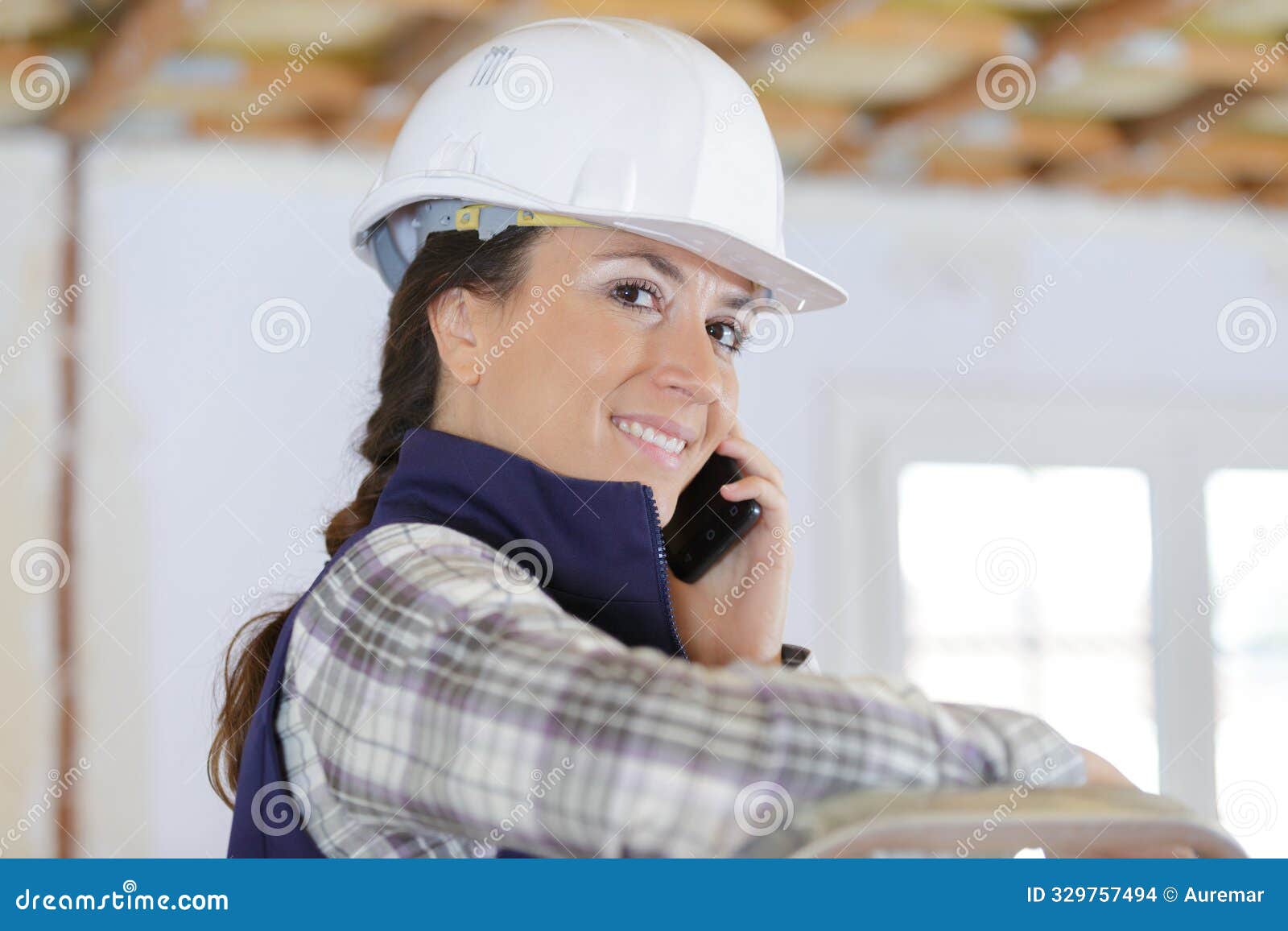 Attractive Boss Woman Builder in Helmet Stock Photo - Image of ...