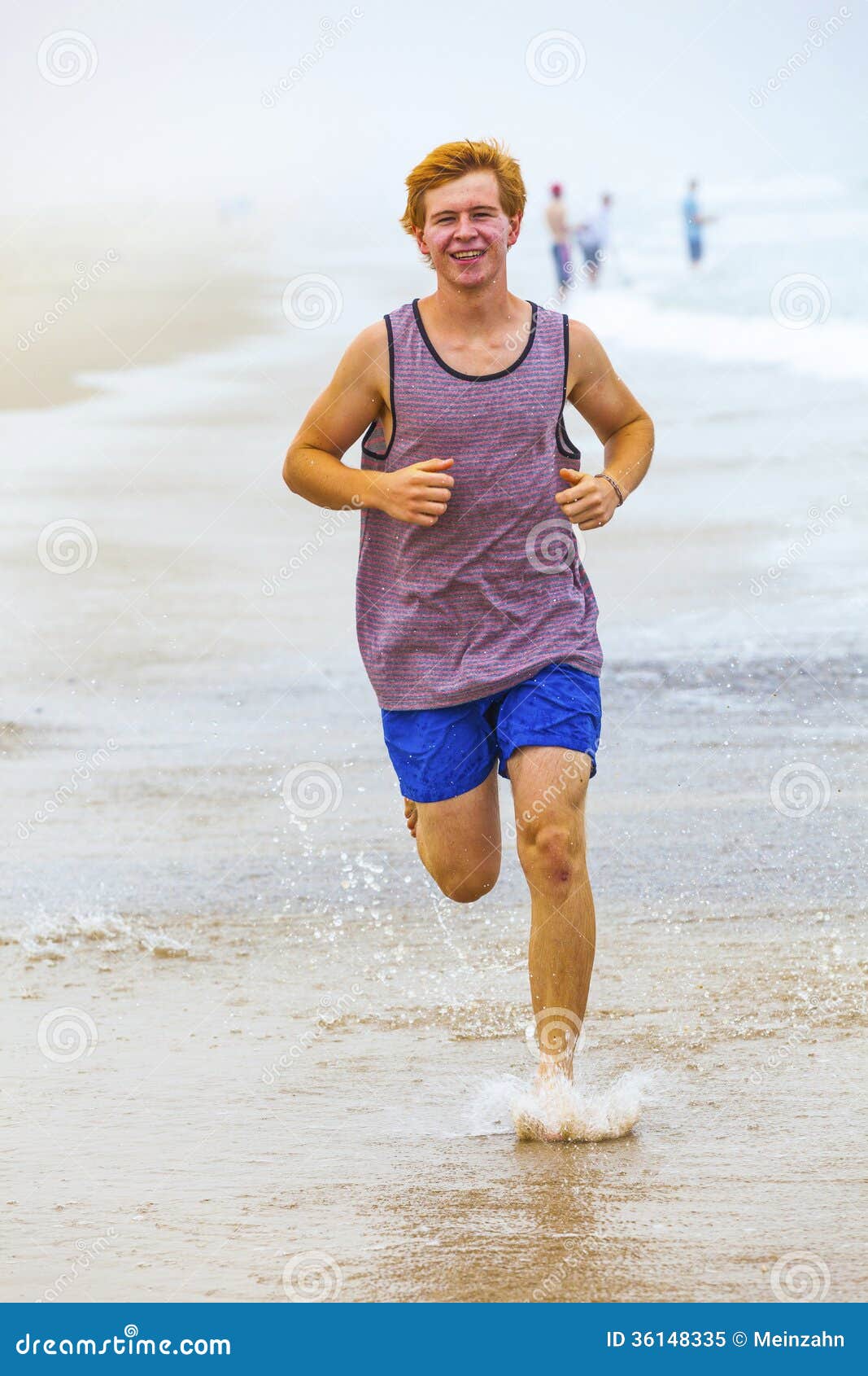 Attractive Boy Jogging Along Stock Image - Image of america, puberty ...