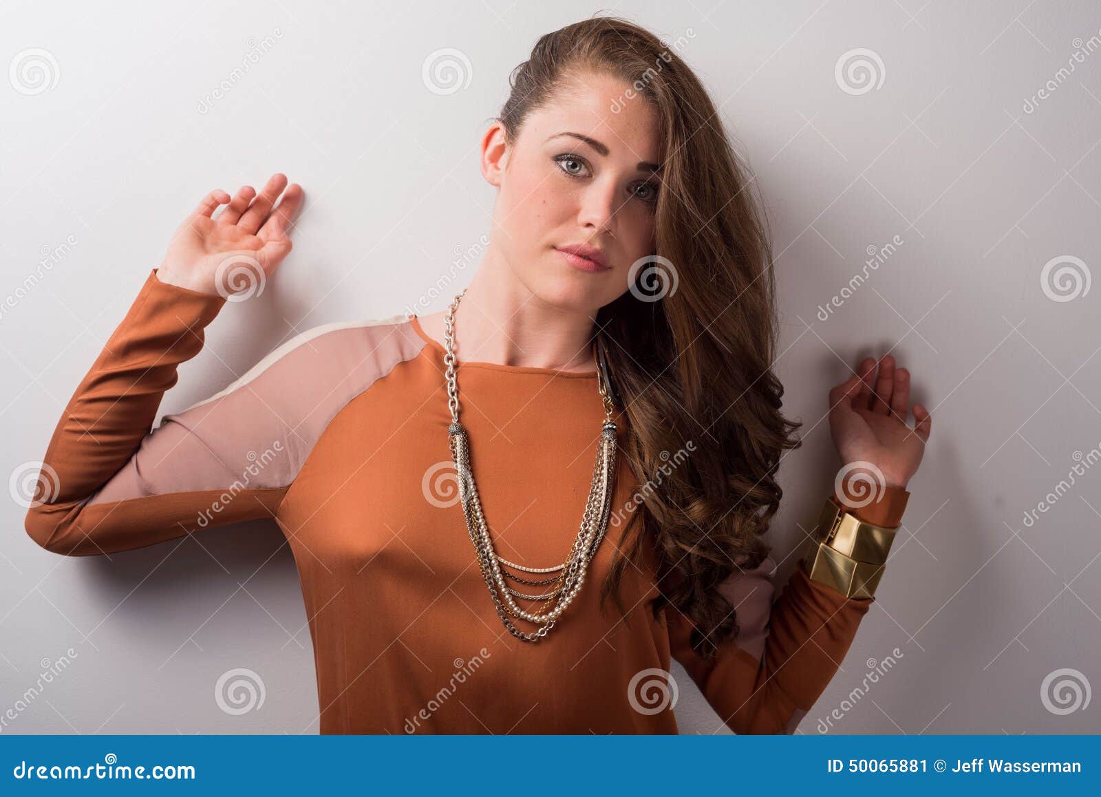 Attractive Brown Hair Model Stock Image - Image of studio, young: 50065881