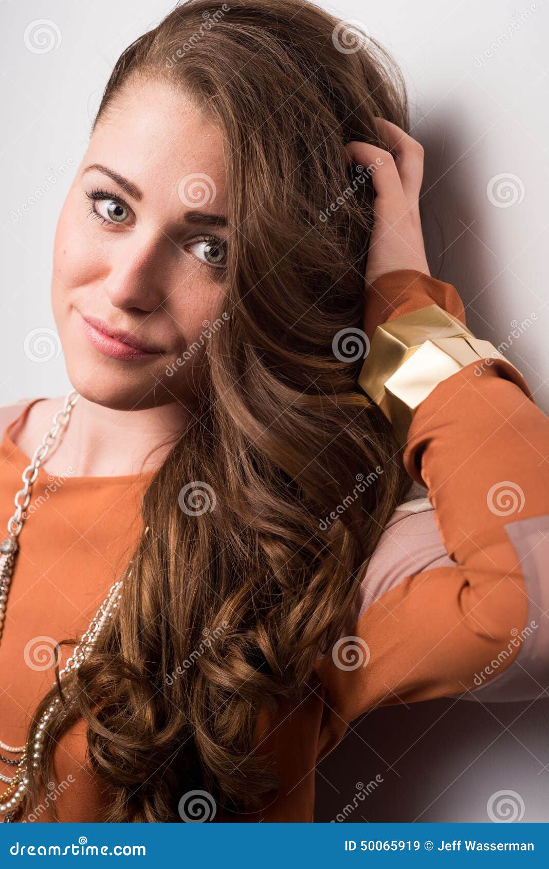 Attractive Brown Hair Model Stock Image - Image of female, studio: 50065919