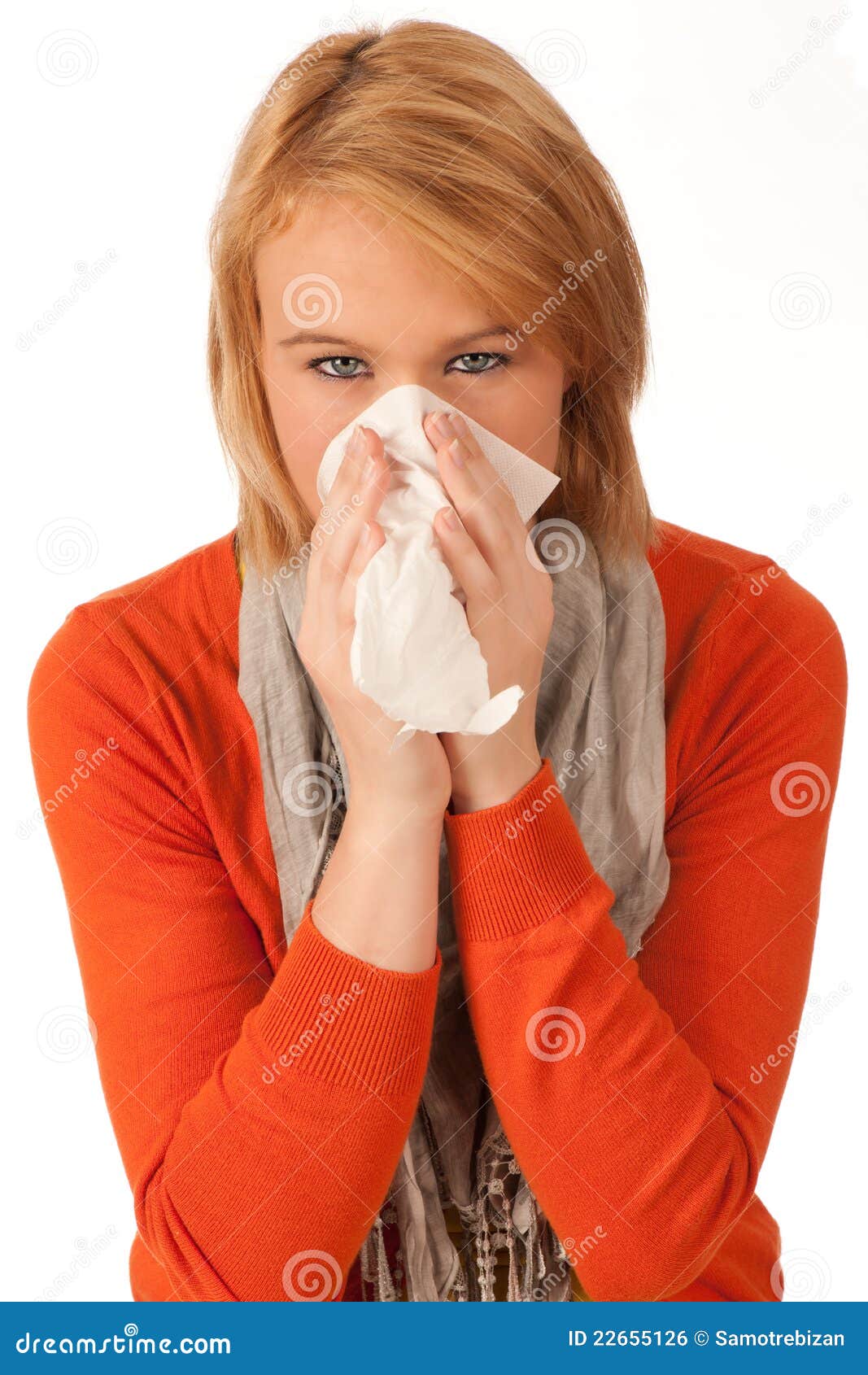 Attractive Brunette Girl Got a Cold Stock Photo - Image of sneeze ...