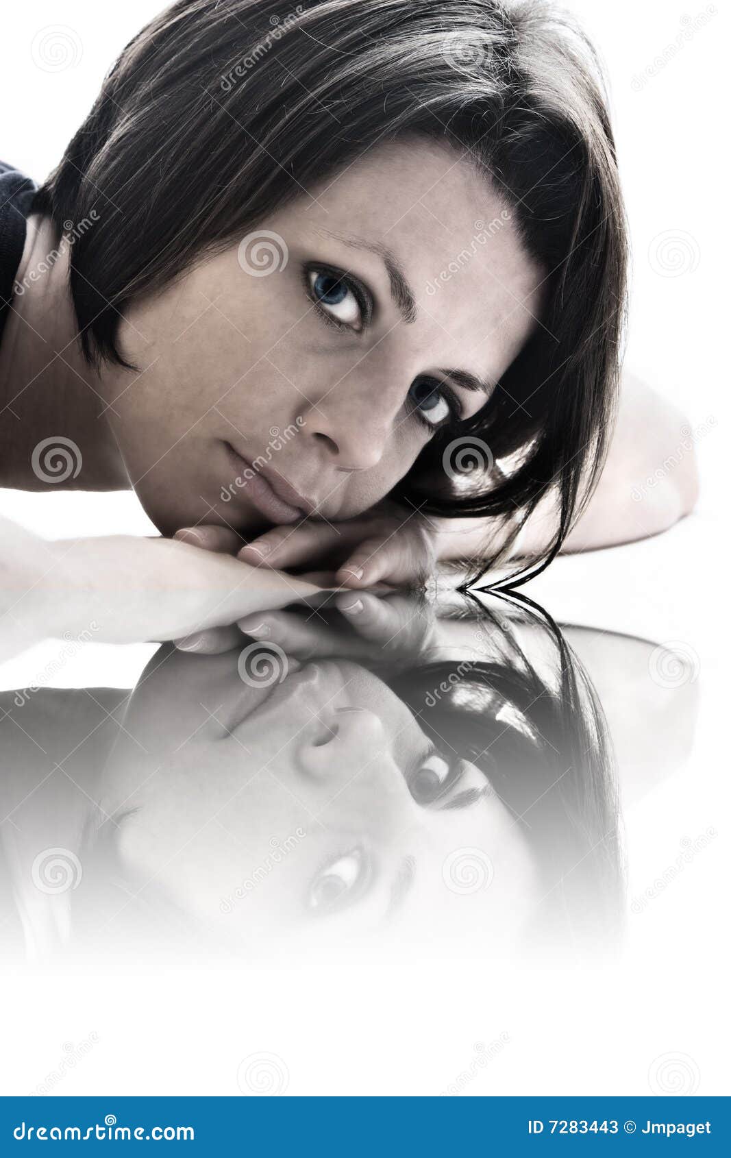 Attractive Brunette Resting on Her Arms Stock Image - Image of pose ...