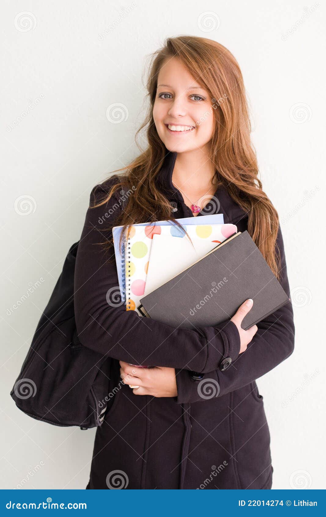 Attractive Brunette Student Girl. Stock Photo - Image of book, happy ...
