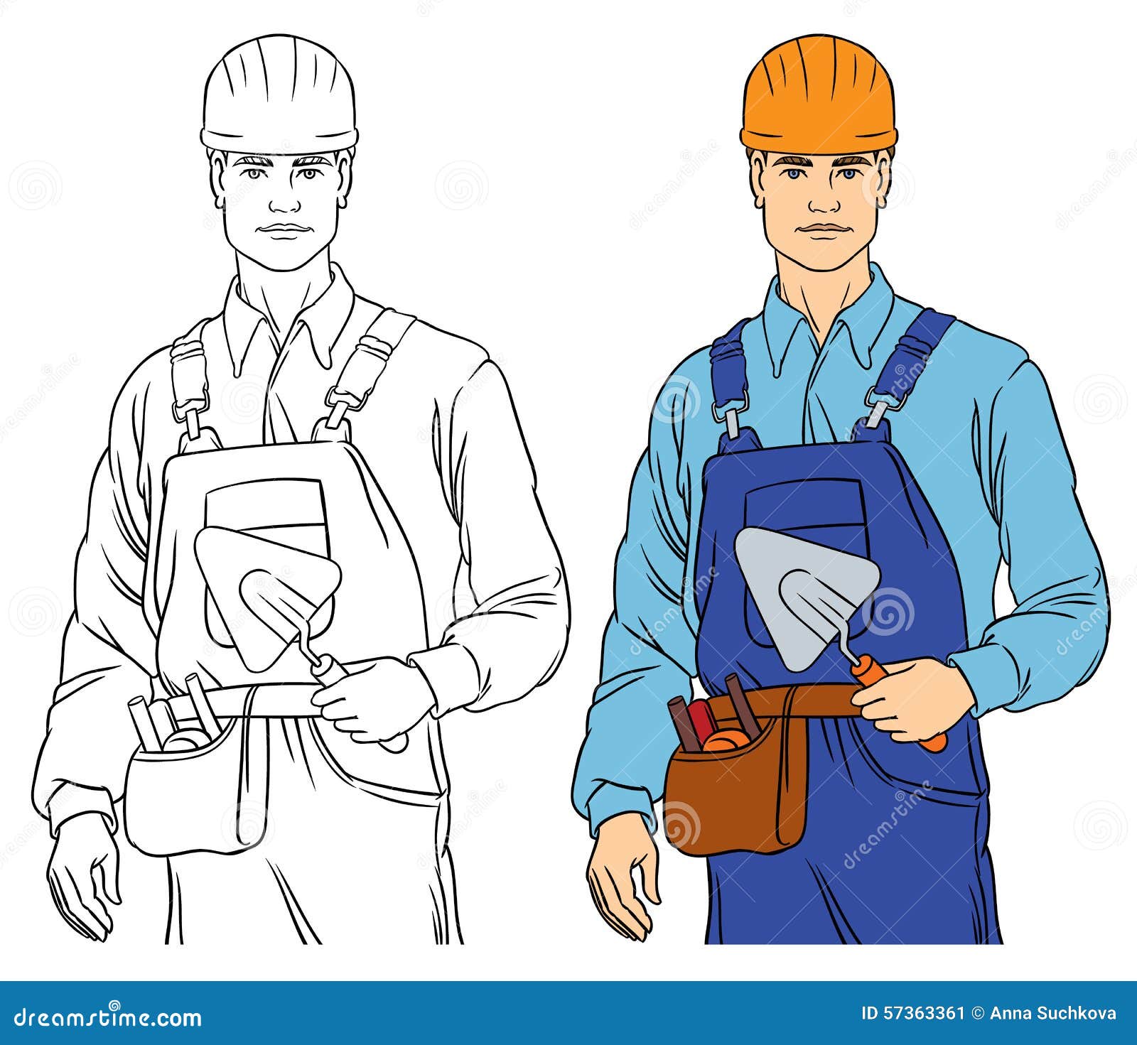 Attractive builder man stock vector. Illustration of male - 57363361