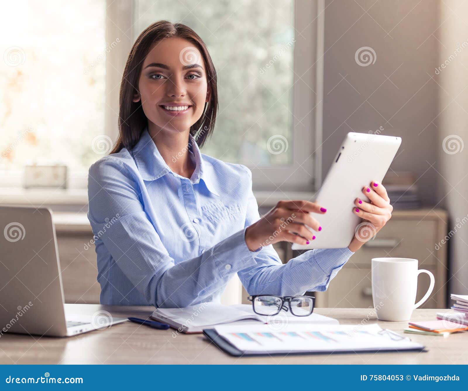 Attractive Business Lady in Office Stock Image - Image of lady ...