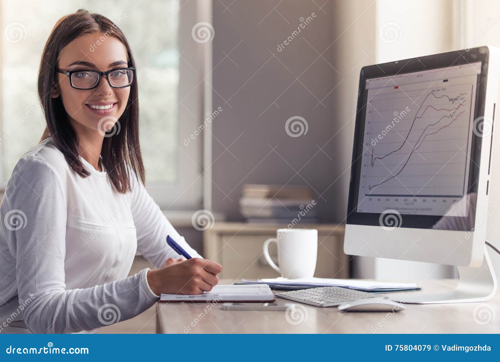 Attractive Business Lady in Office Stock Image - Image of financier ...
