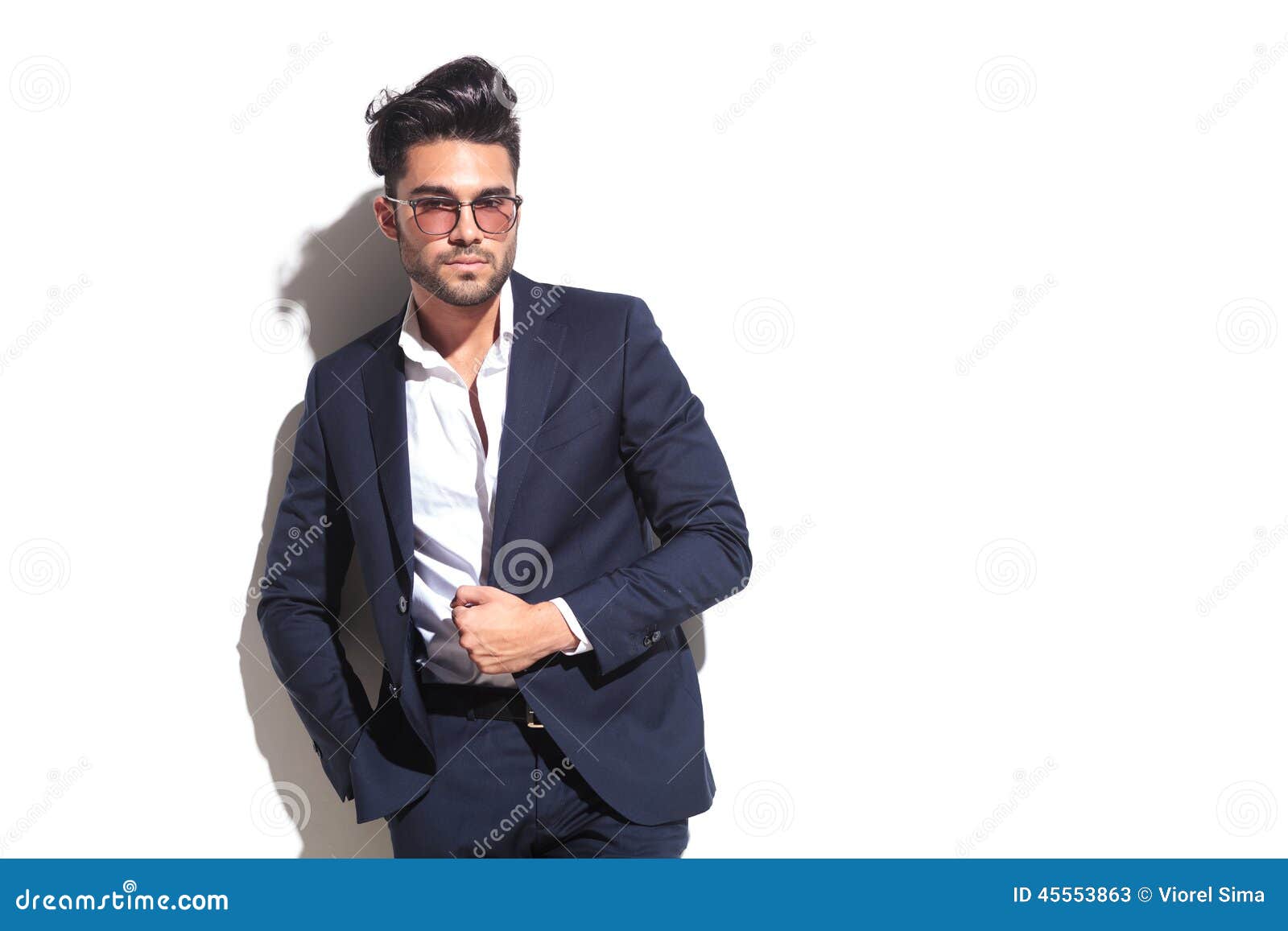 Attractive Business Man Pulling His Jacket Stock Image - Image of ...