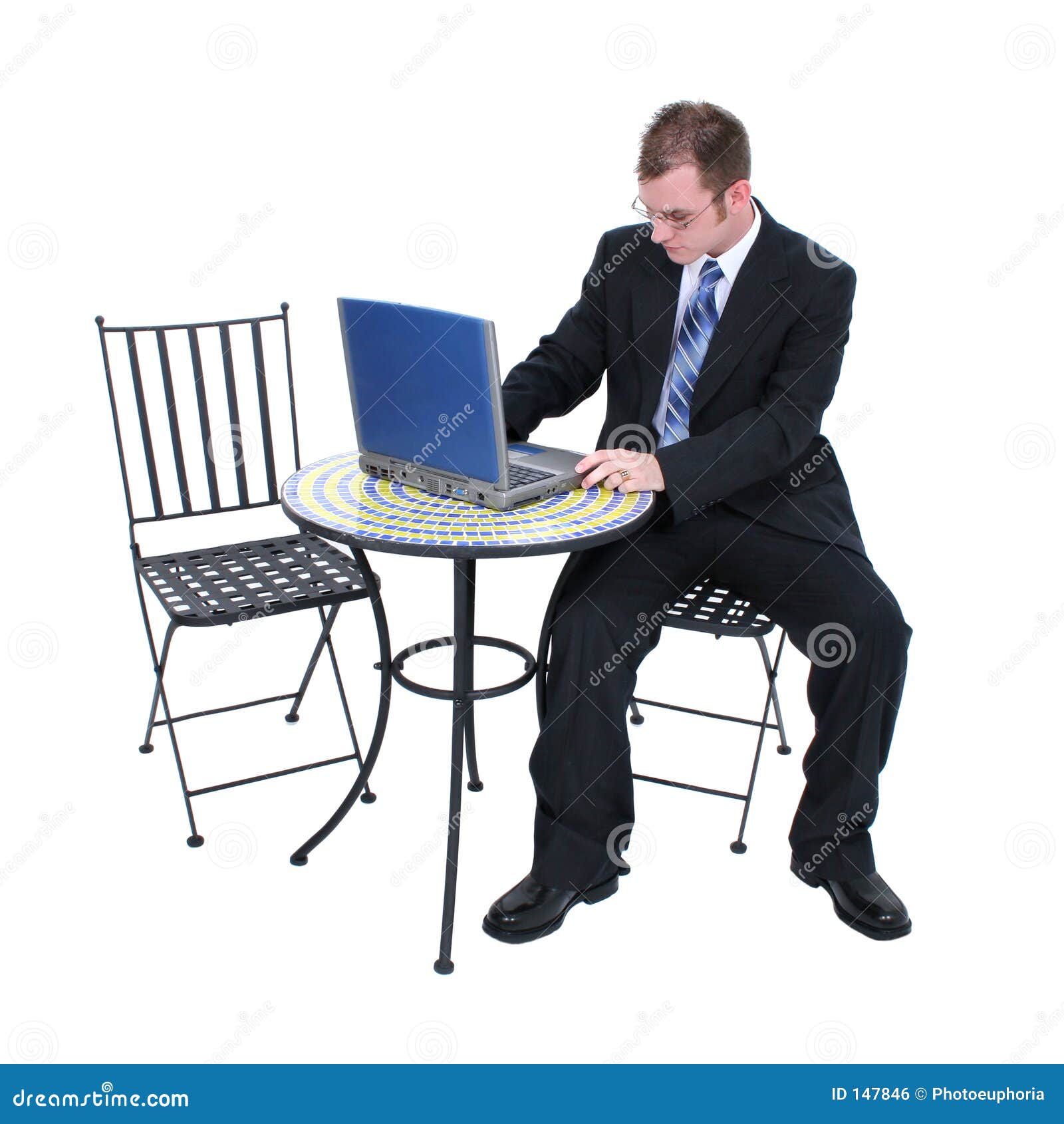 Attractive Business Man in Suit with Computer Stock Photo - Image of ...