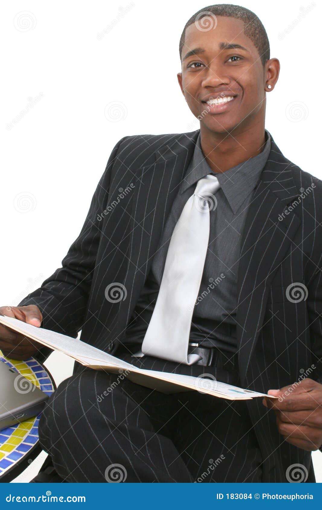 Attractive Business Man in Suit with File Folder and Big Smile Stock ...