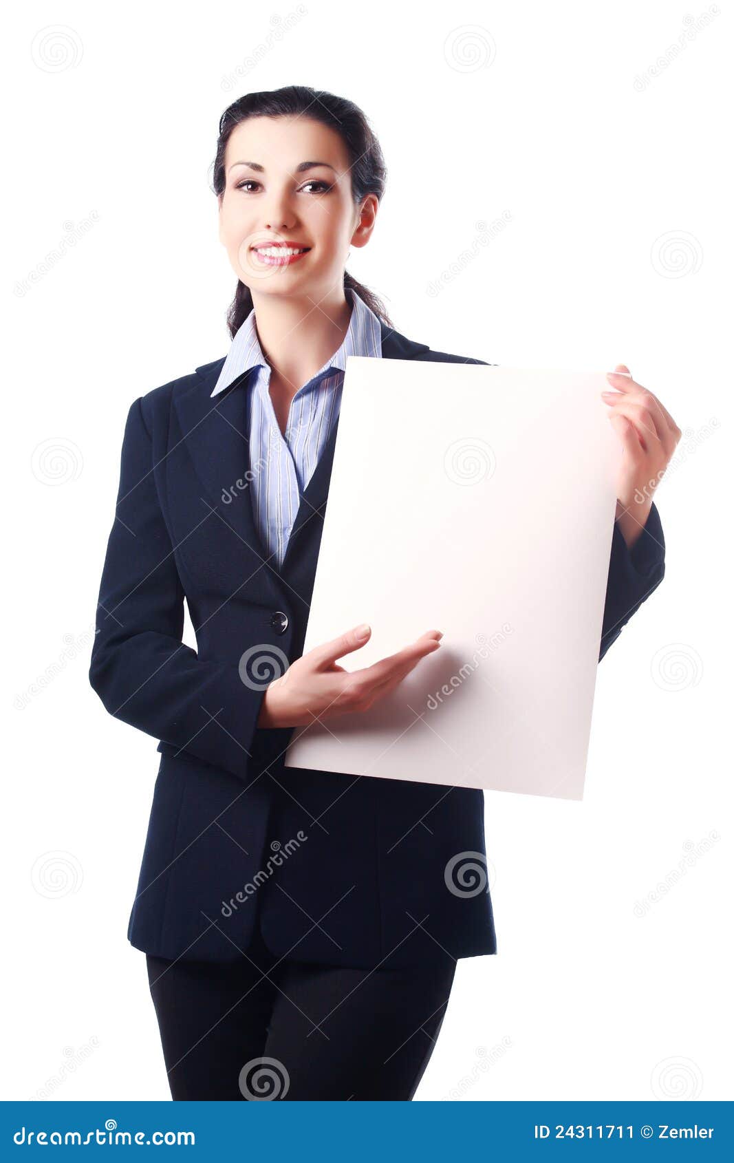 Attractive Business Woman with Empty Paper Sheet Stock Image - Image of ...