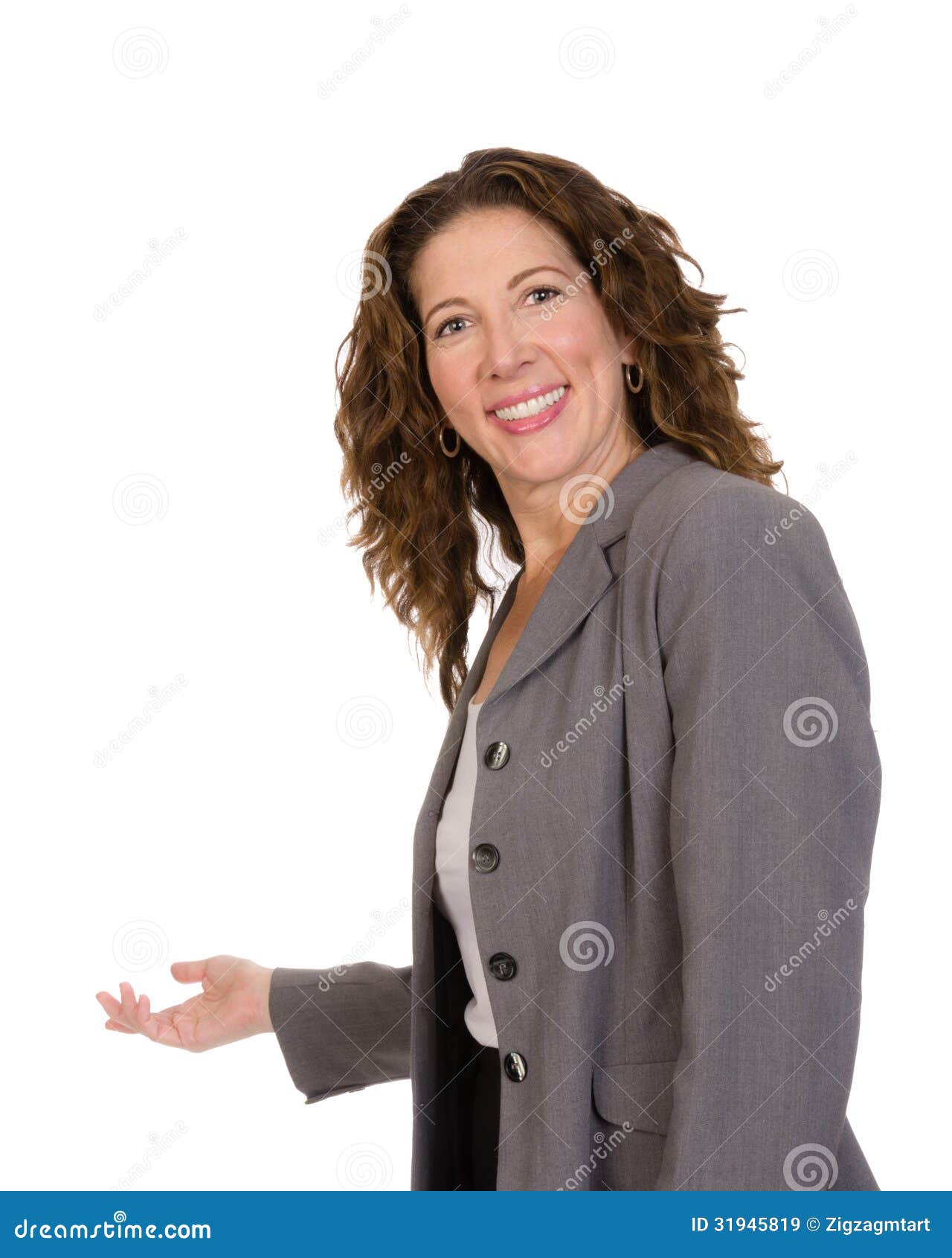 An Attractive Business Woman Inviting Guests Stock Image - Image of ...