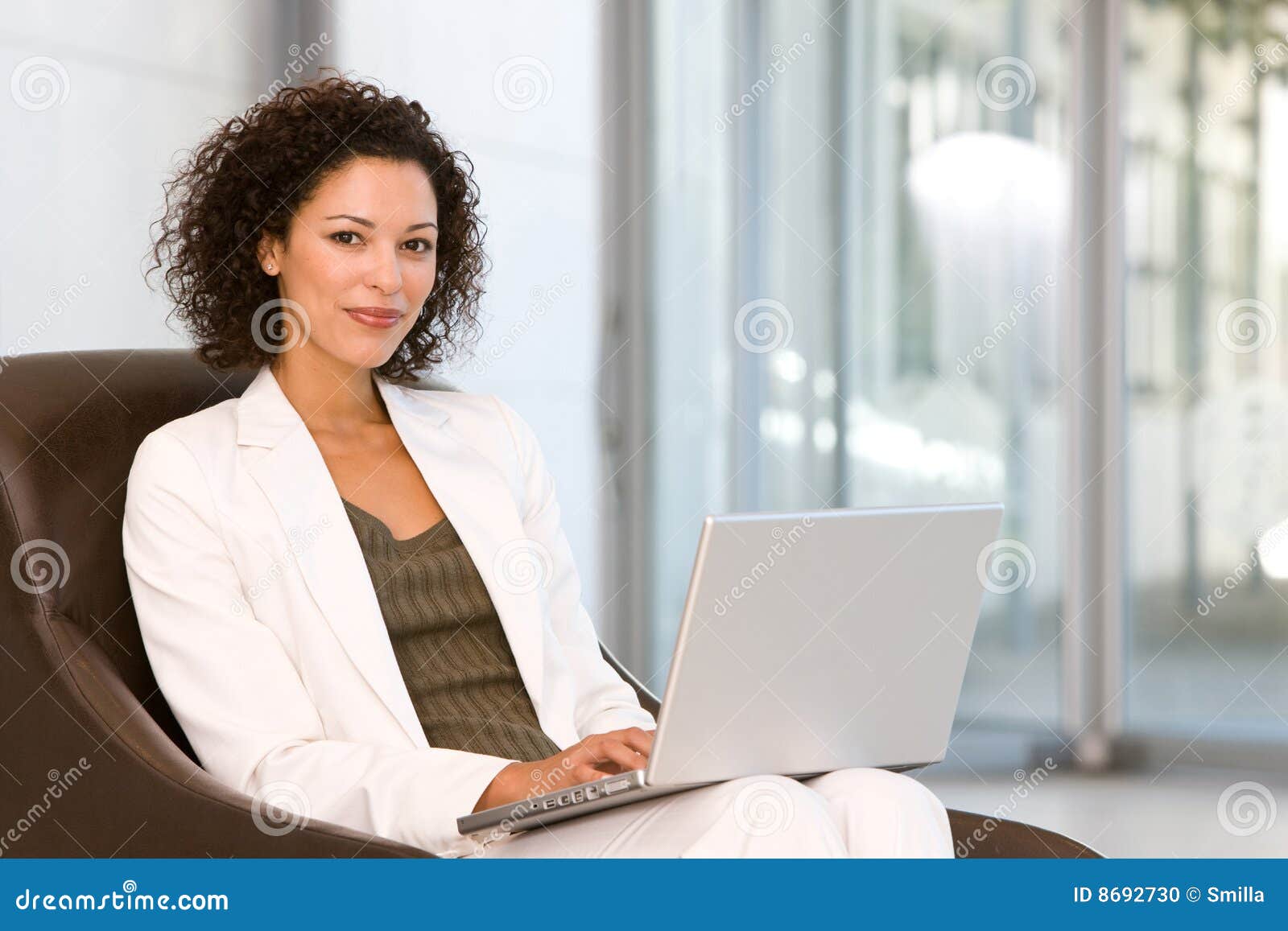Attractive Business Woman Working on Laptop Stock Photo - Image of ...