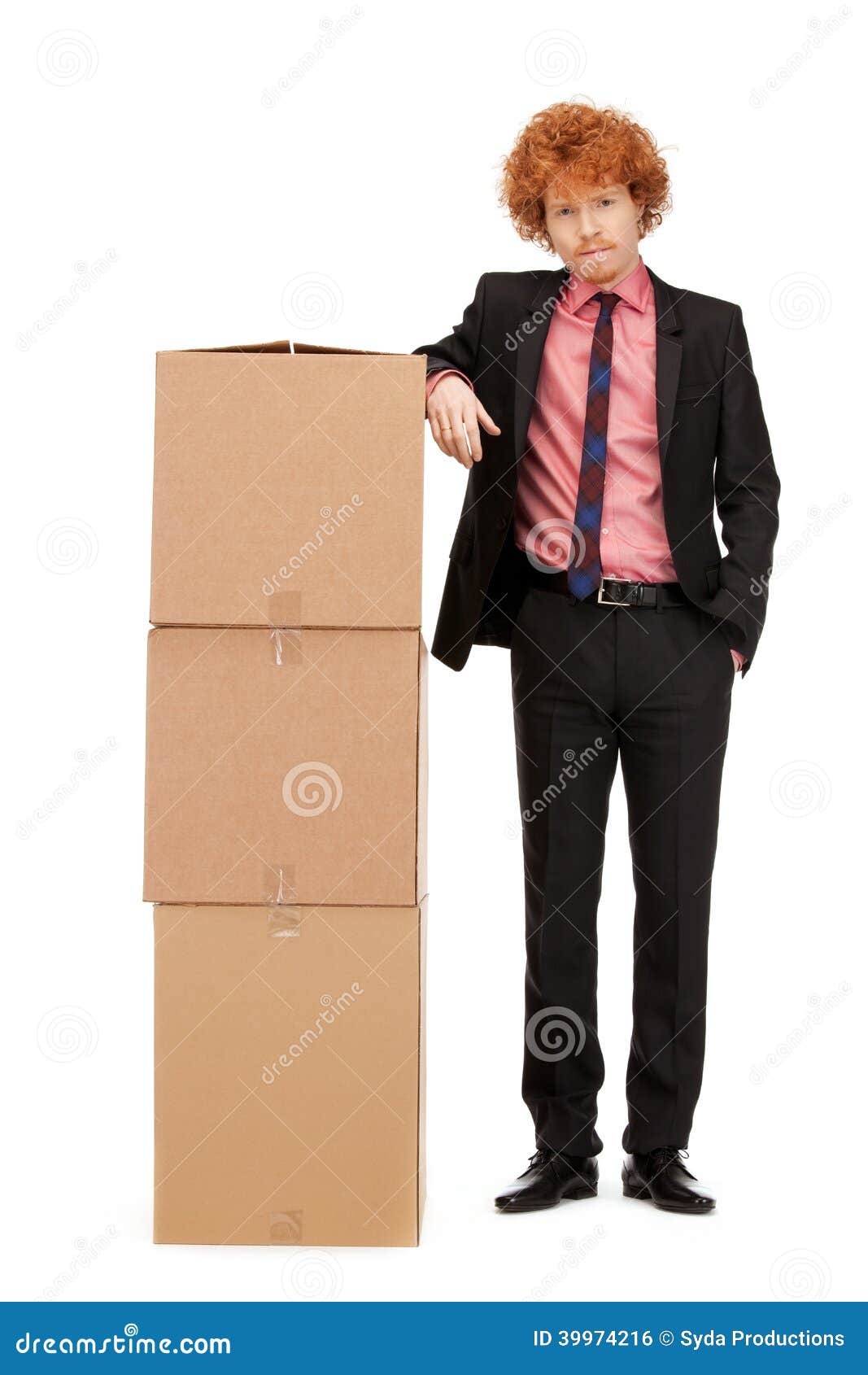Attractive Businessman with Big Boxes Stock Photo - Image of caucasian ...