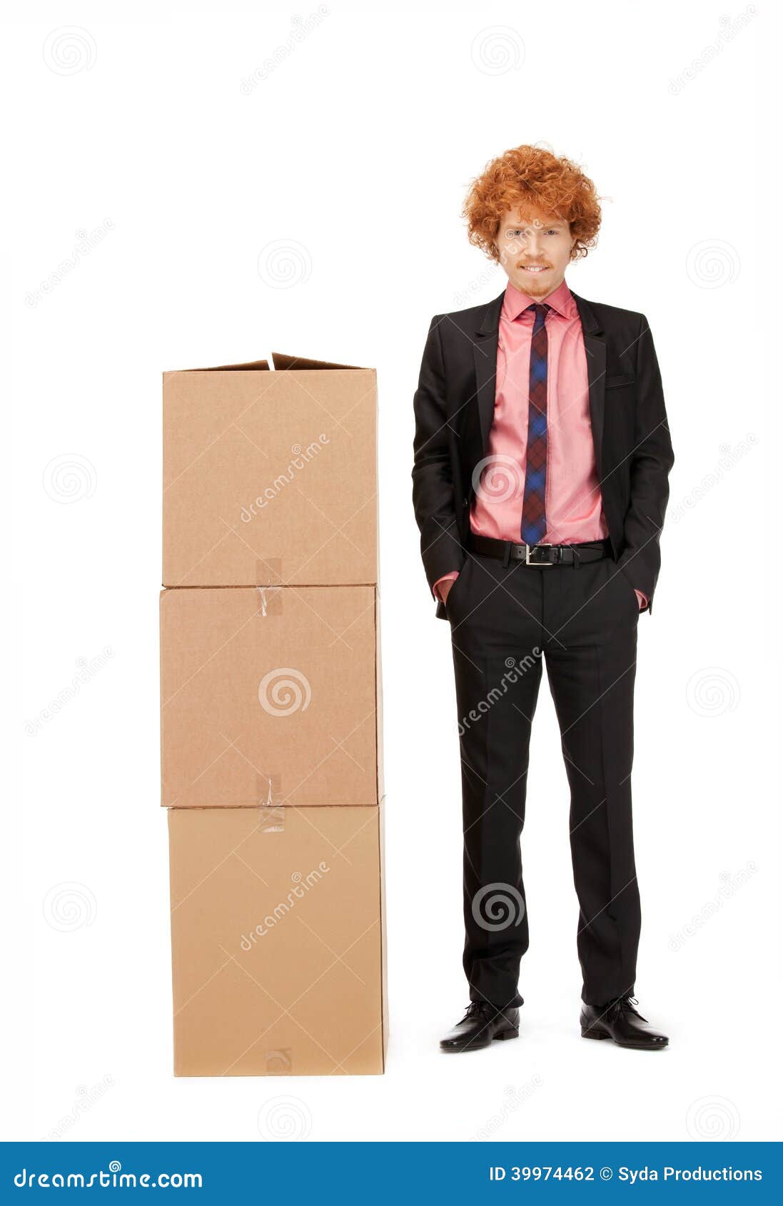 Attractive Businessman with Big Boxes Stock Photo - Image of human ...
