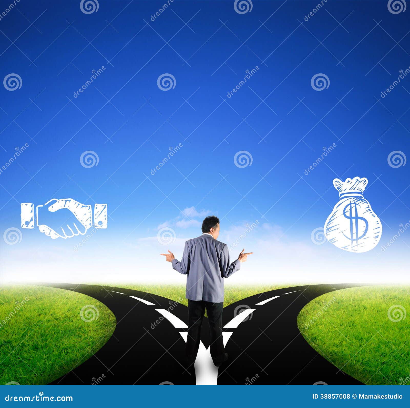 Attractive Businessman Choosing Different Way Stock Photo - Image of ...