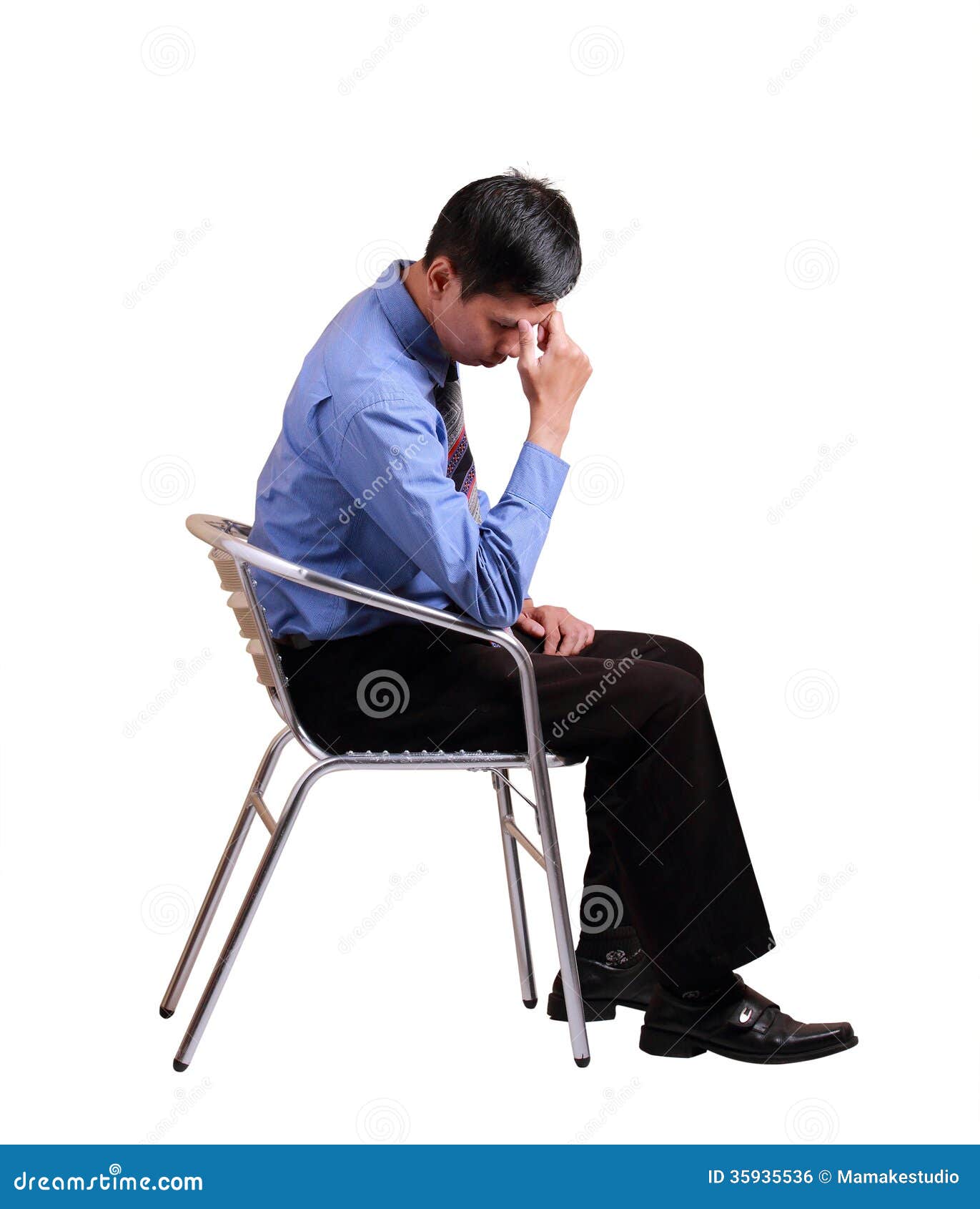 Attractive Businessman Sit and Thinking Over White Stock Photo - Image ...