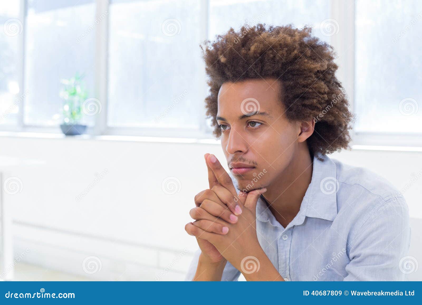 Attractive Businessman Thinking with Hands Together Stock Image - Image ...