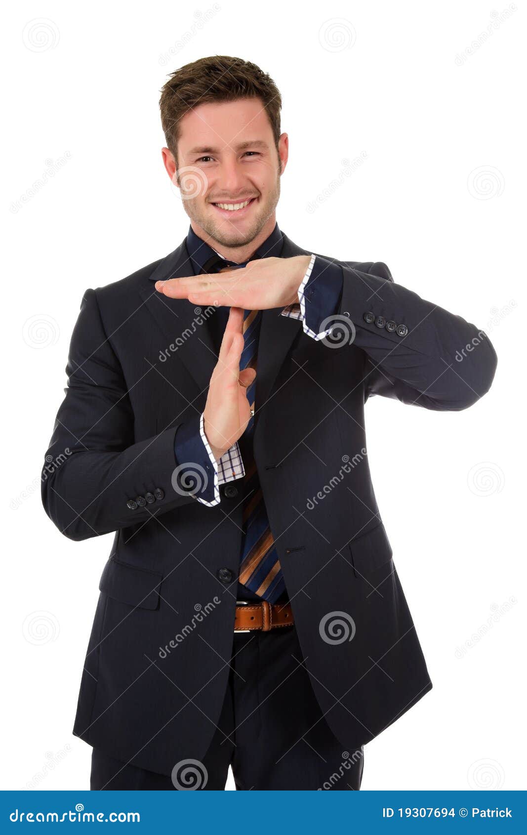 Attractive Businessman Time Out Symbol Stock Photo - Image of showing ...