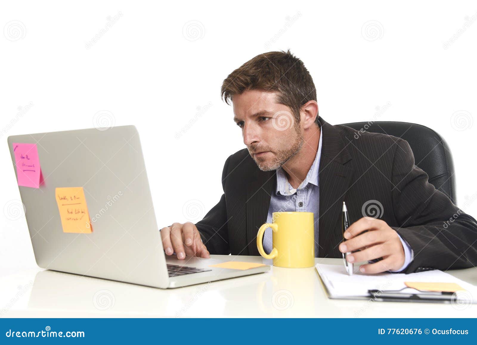 Attractive Businessman Working Concentrated Confident At Office Stock
