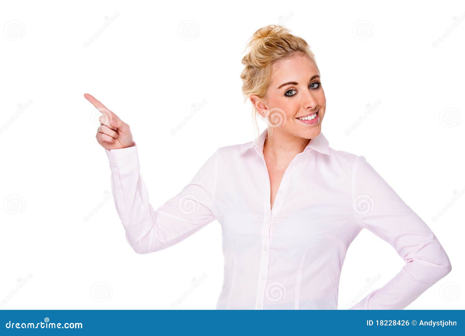 Attractive Businesswoman Pointing at Something Stock Photo - Image of ...