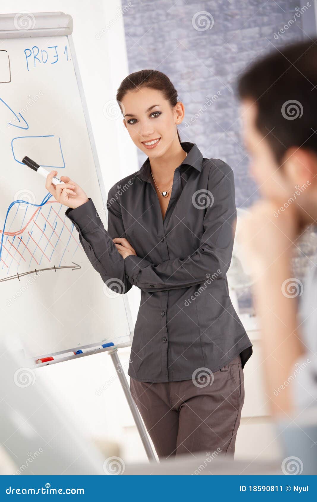 Attractive Businesswoman Presenting in Office Stock Image - Image of ...