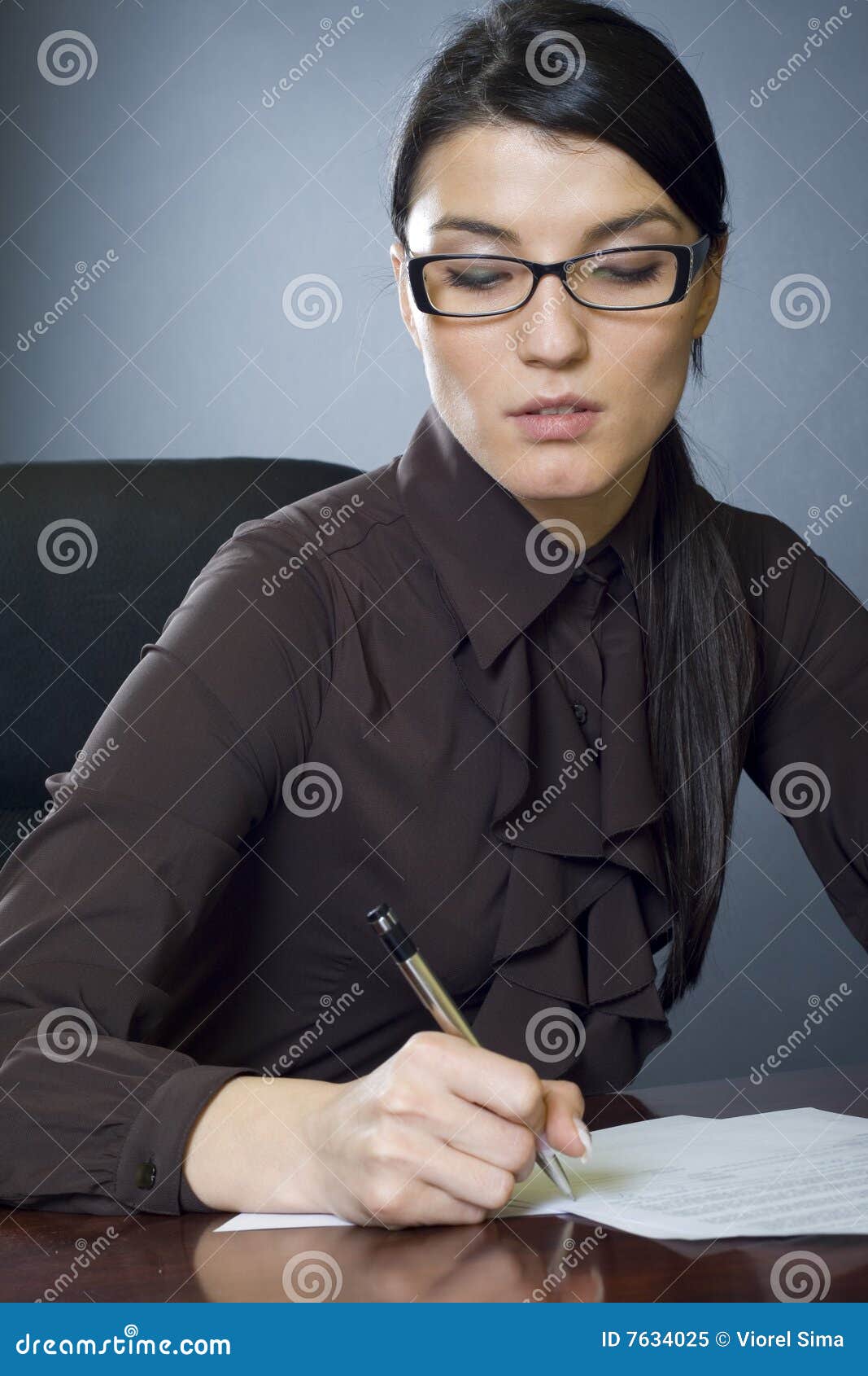 Attractive Businesswoman Signing Papers Stock Image - Image of girl ...