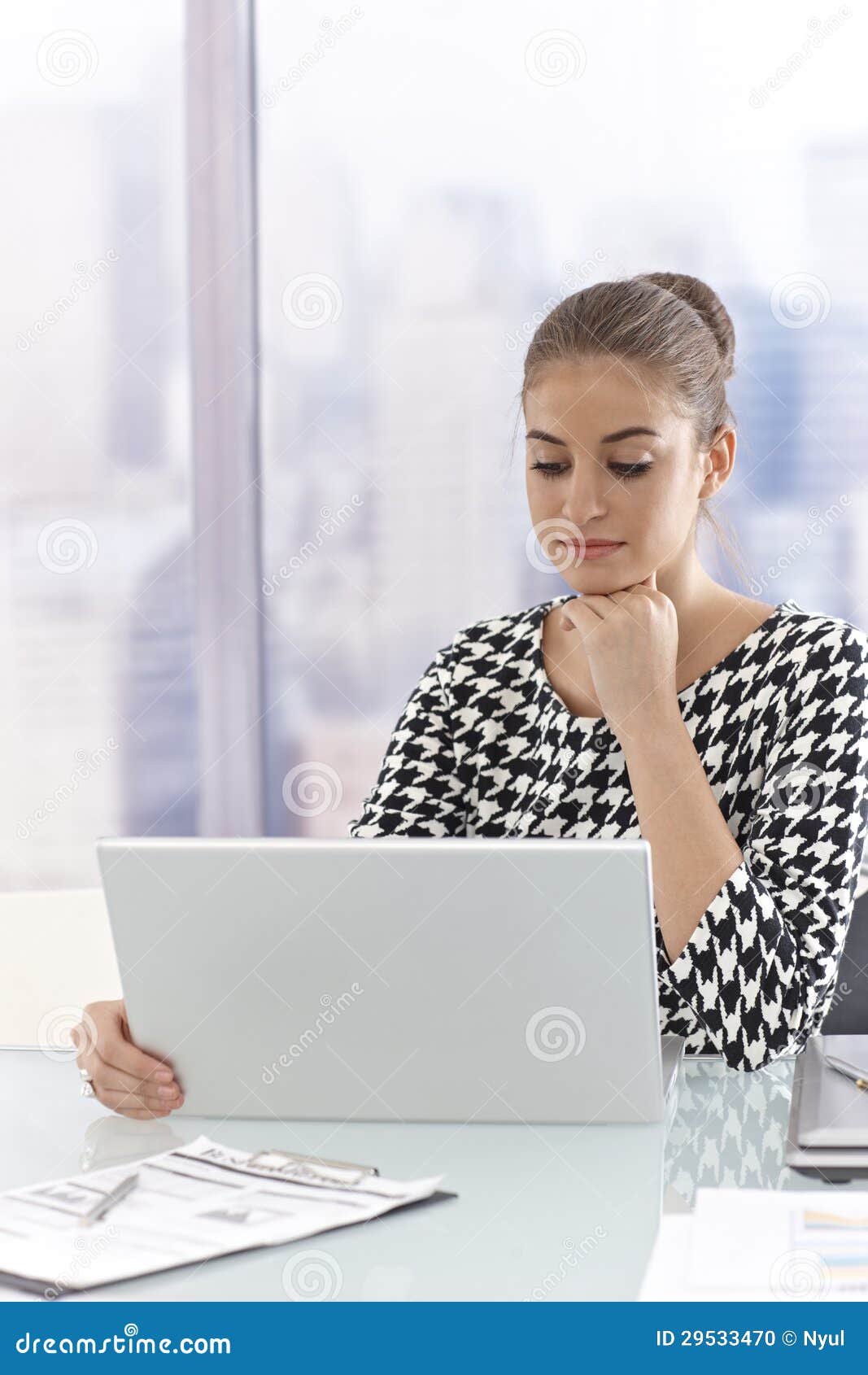 Attractive Businesswoman Using Laptop Computer Stock Photo - Image of ...