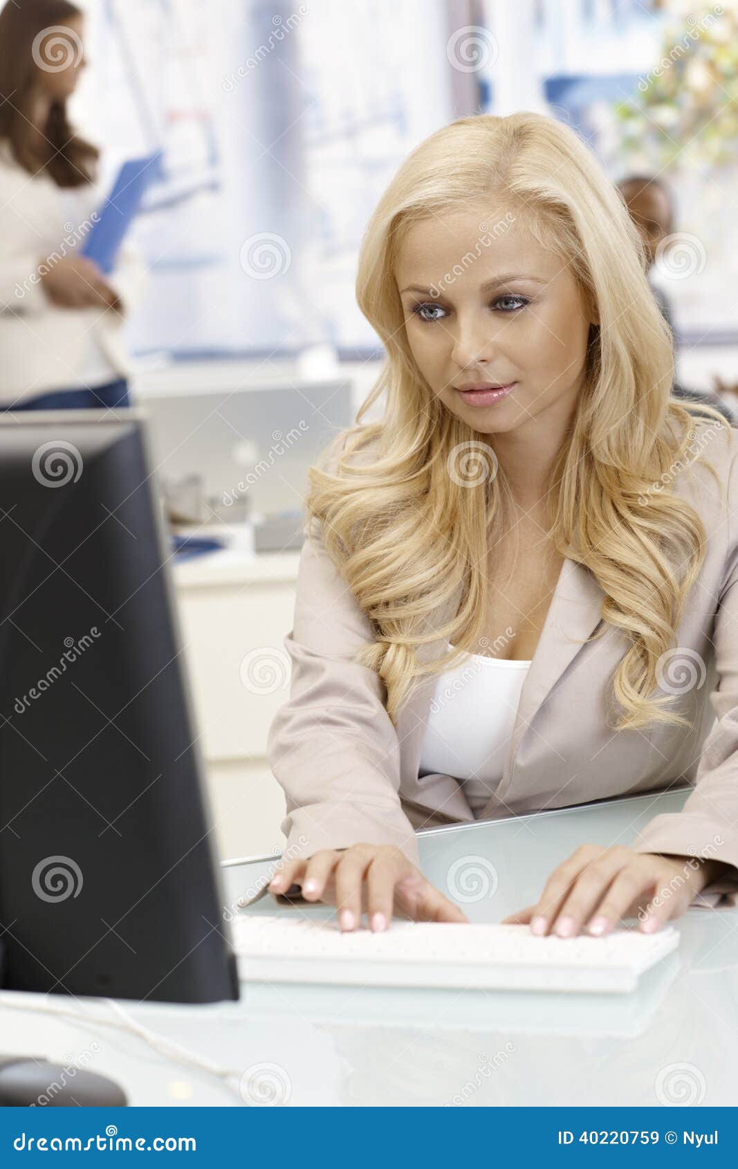 Attractive Businesswoman Working with Computer Stock Image - Image of ...