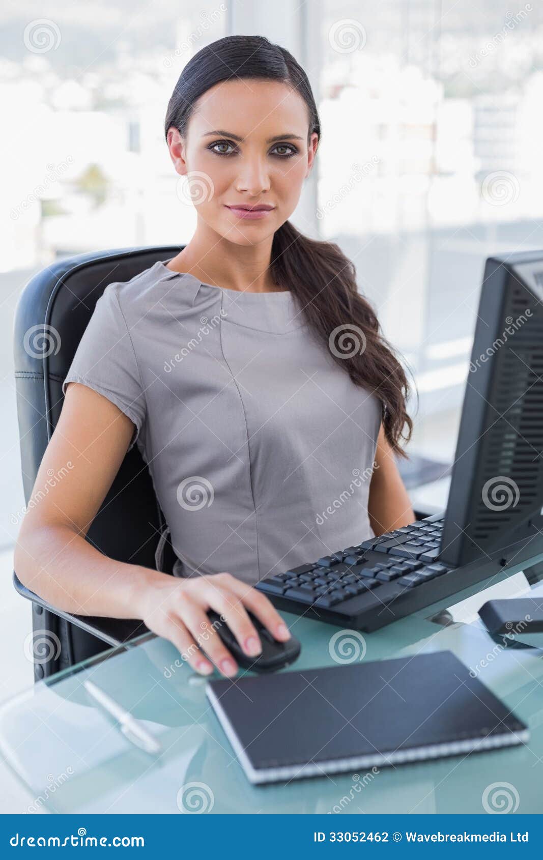 Attractive Businesswoman Working on Her Computer Stock Photo - Image of ...