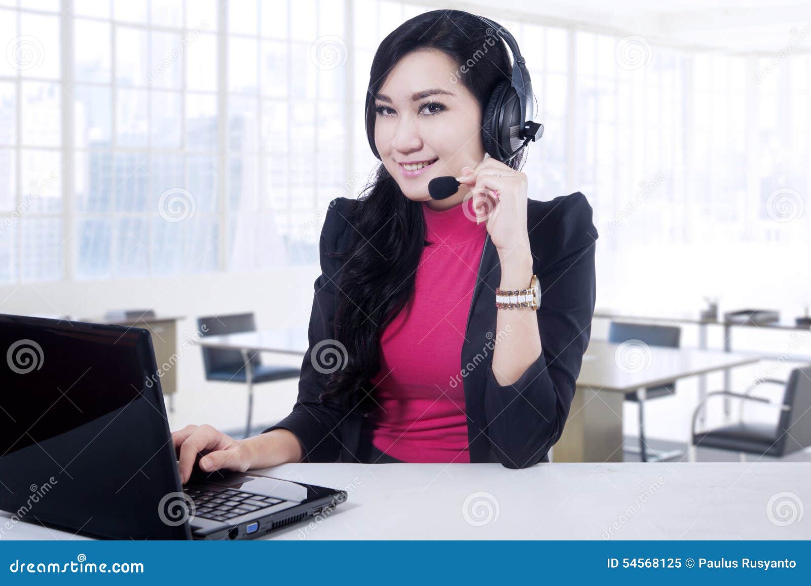 Attractive Call Center Operator in Office Stock Image - Image of ...